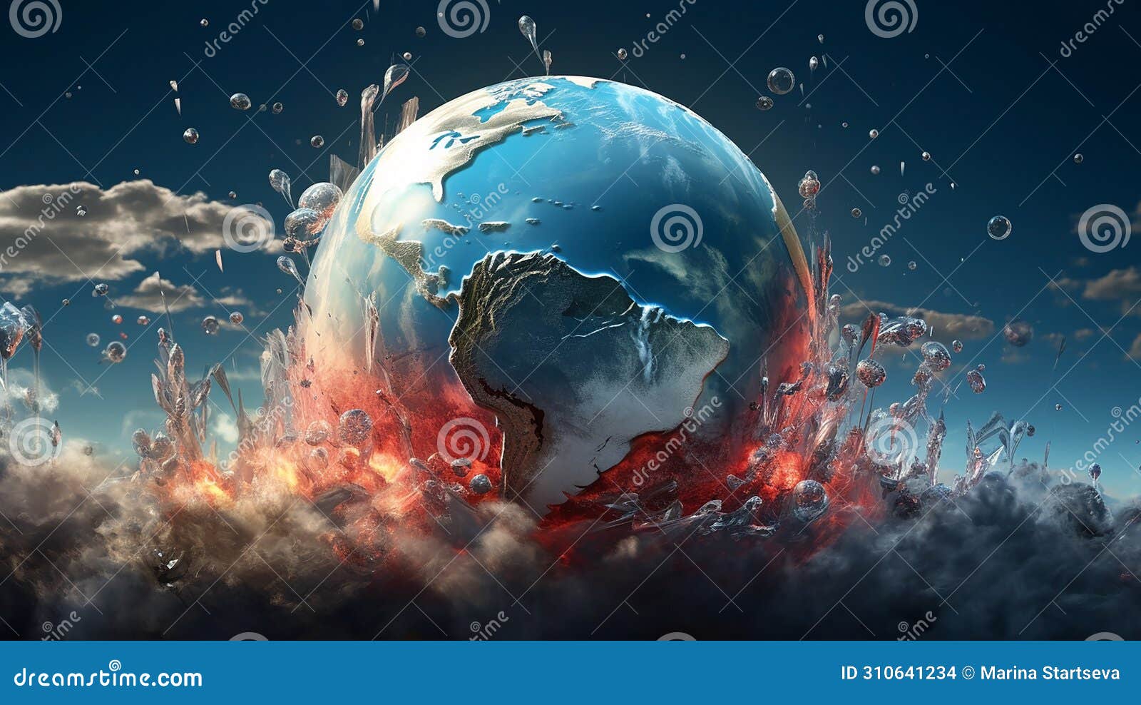 Planet Earth is on Fire after an Atomic Explosion Stock Illustration ...