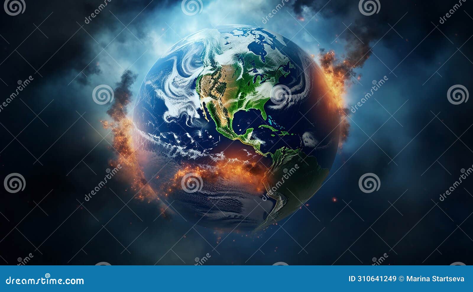 Planet Earth is on Fire after an Atomic Explosion Stock Illustration ...