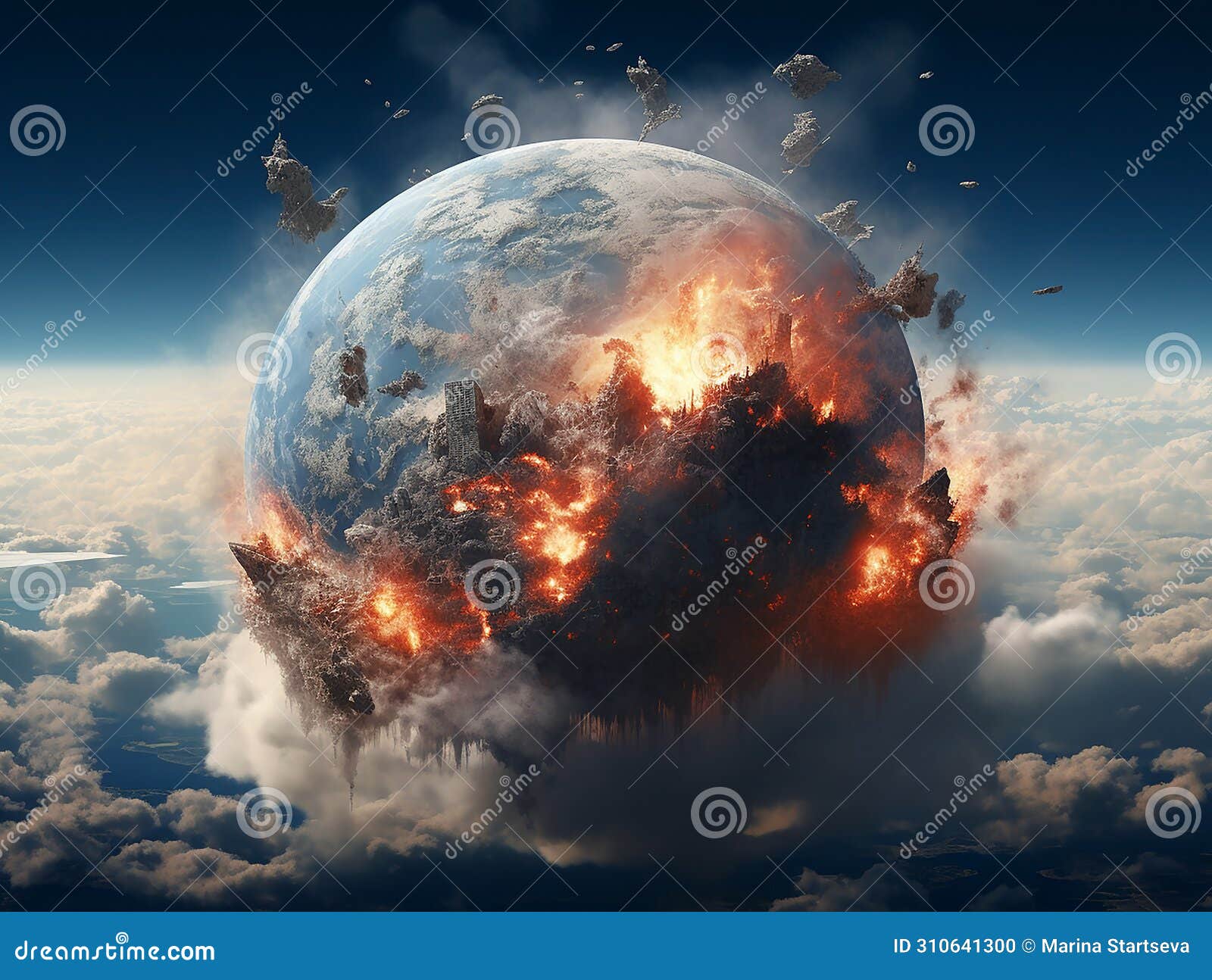 Planet Earth is on Fire after an Atomic Explosion Stock Illustration ...