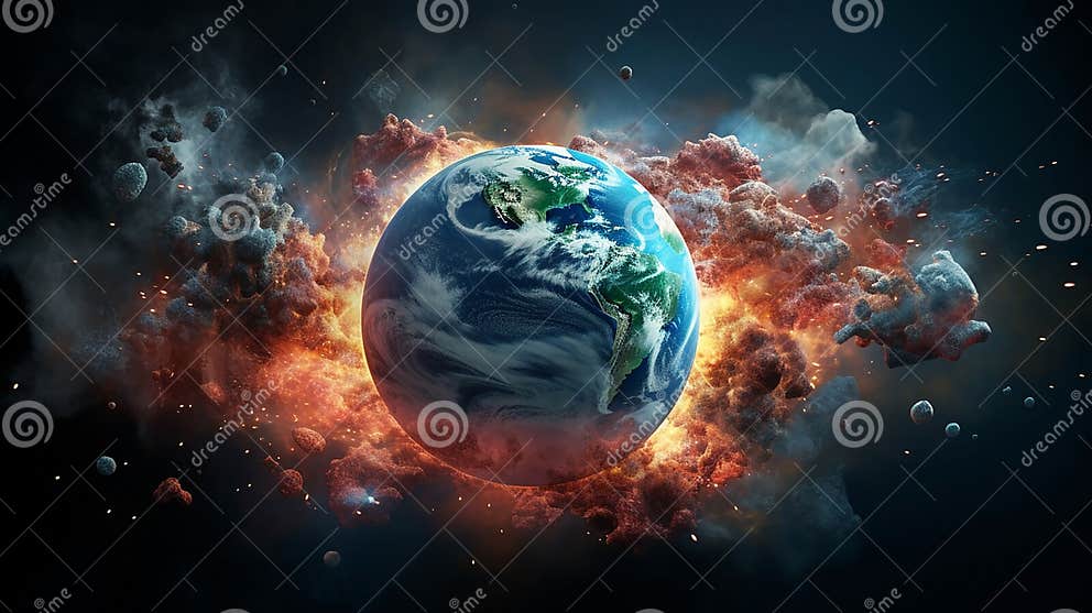 The Planet Earth is on Fire, the Explosion of a Planet in the Universe ...