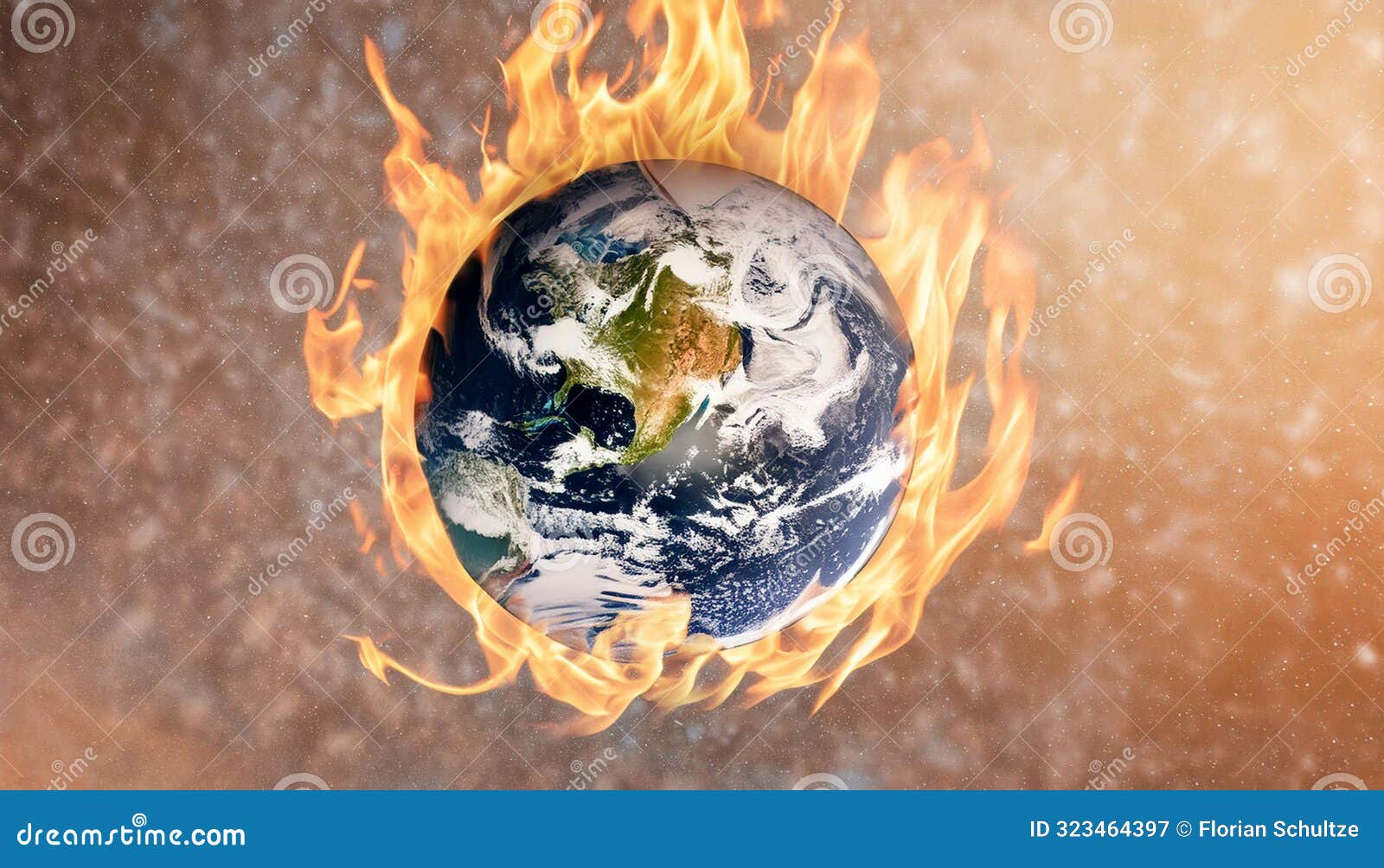 Planet Earth on Fire in Outer Space Stock Illustration - Illustration ...