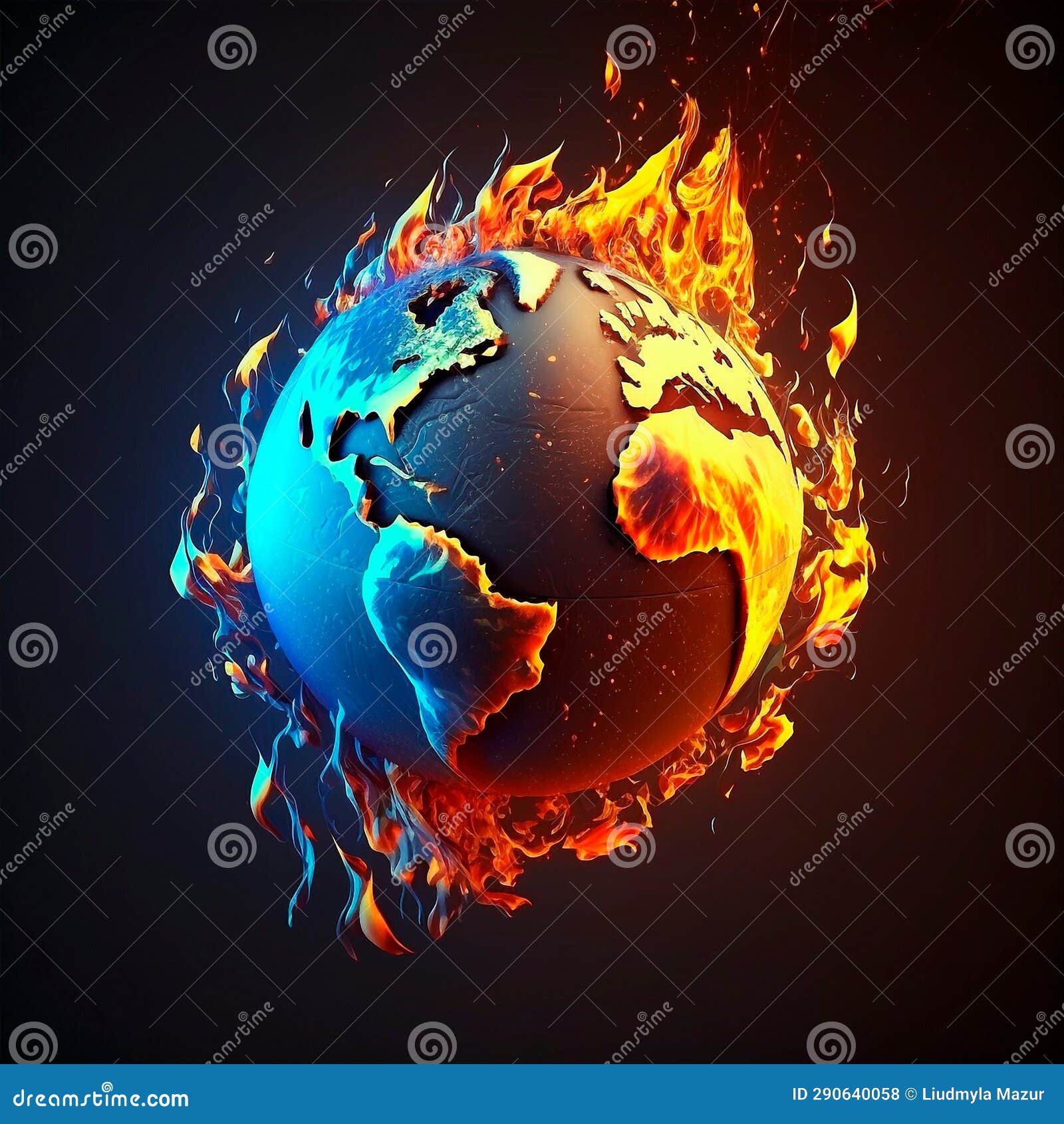 Planet Earth on Fire. Save the Planet Stock Illustration - Illustration ...
