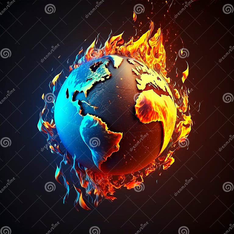 Planet Earth on Fire. Save the Planet Stock Illustration - Illustration ...