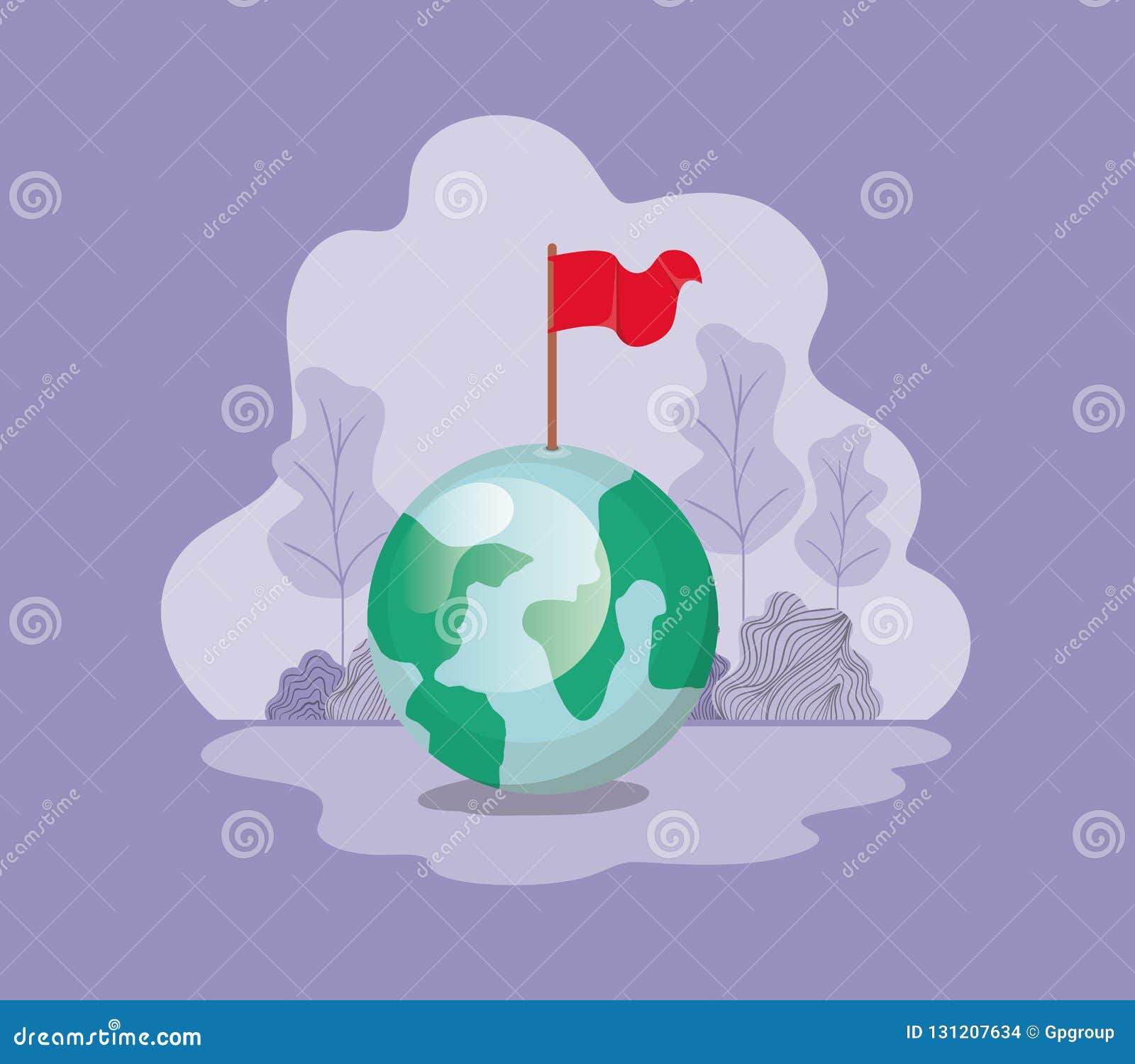 Planet earth with flag stock vector. Illustration of isolated - 131207634