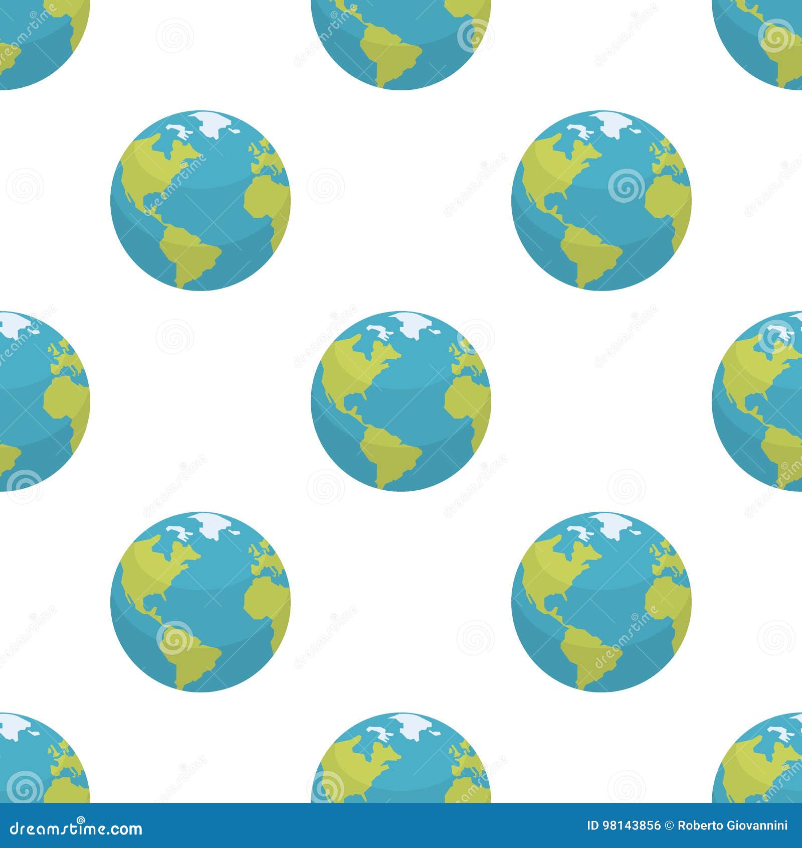Planet Earth Flat Icon Seamless Pattern Stock Vector - Illustration of ...