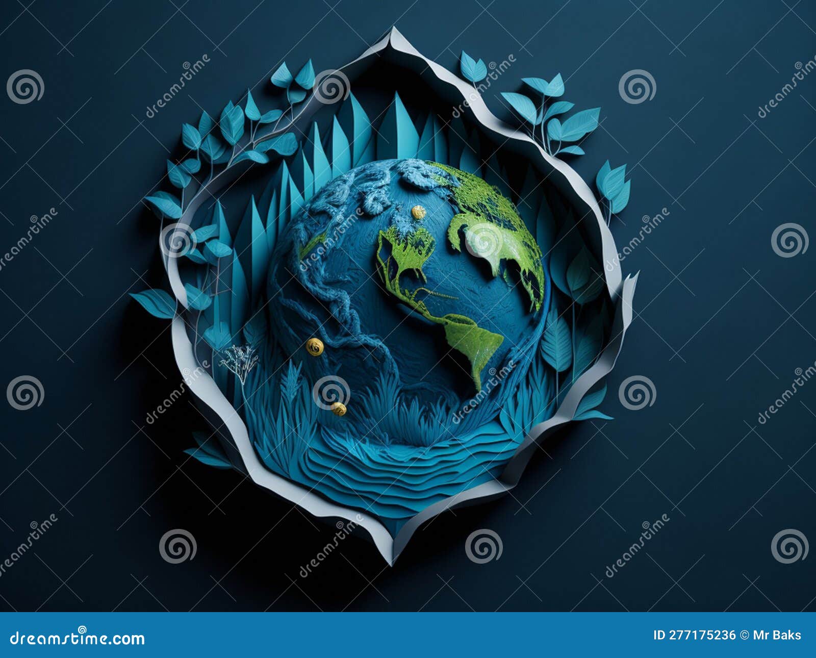 Planet Earth As a Frame with Green Leaves. Stock Illustration ...