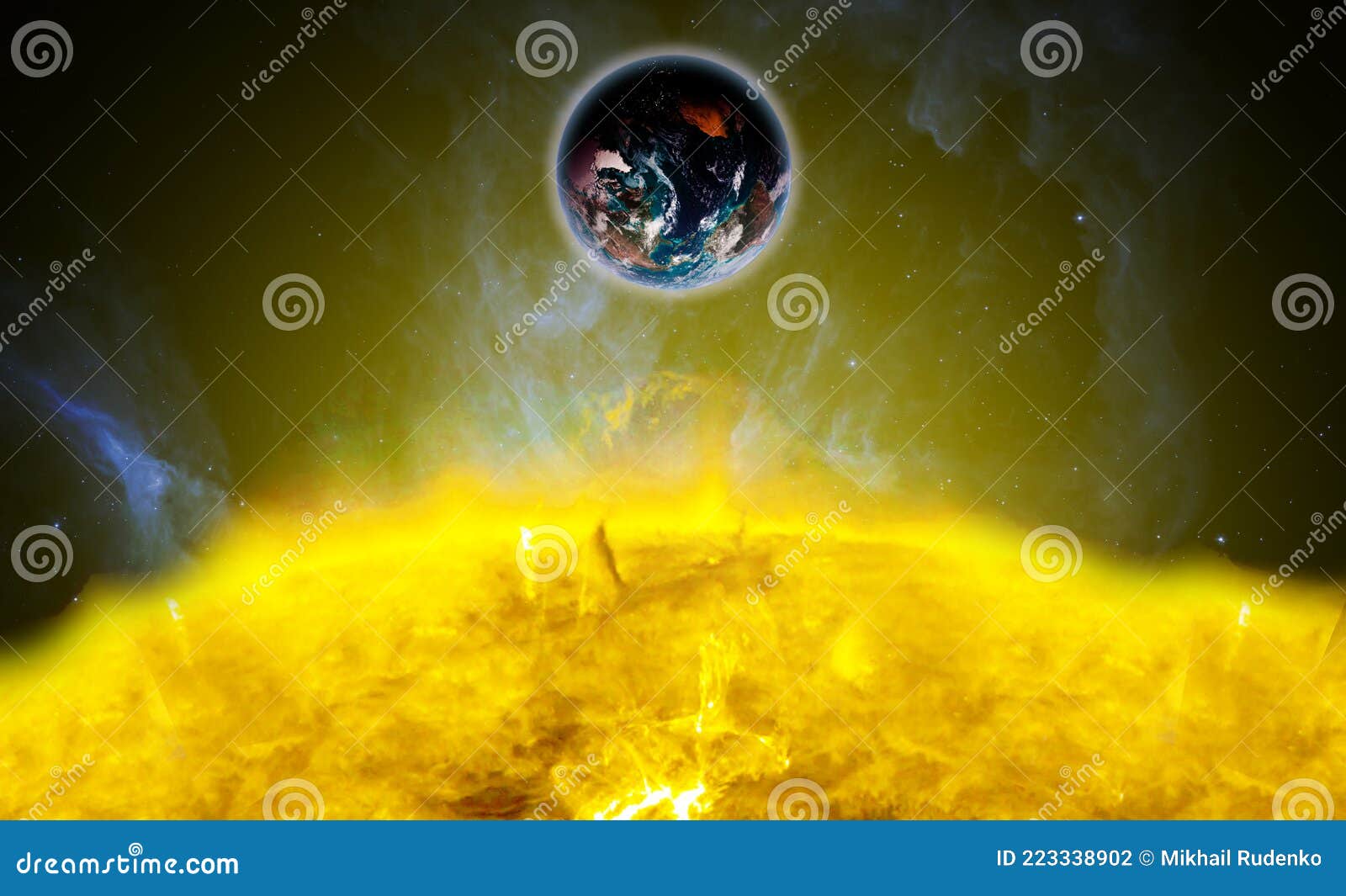 Planet Earth in Front of Hot Sun, Solar System Elements of this Image ...