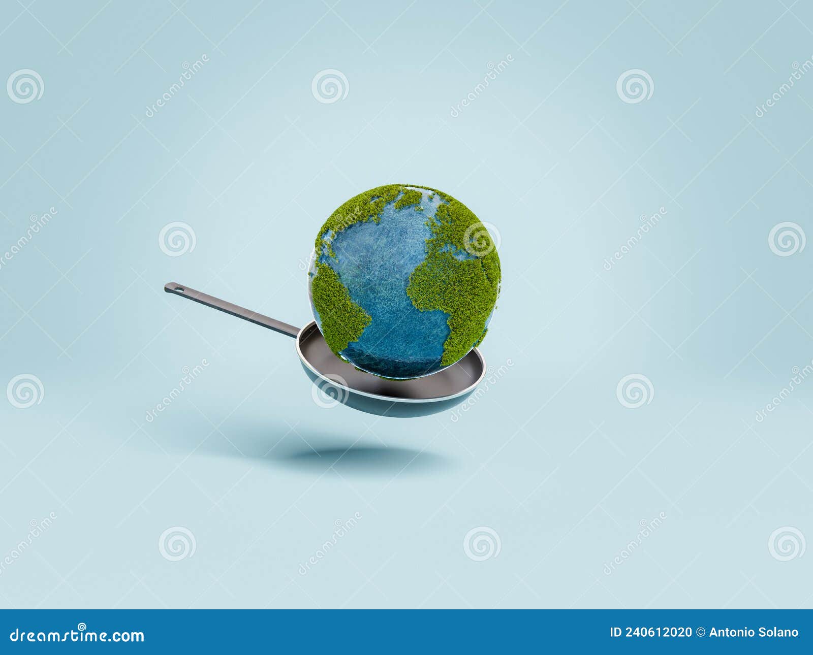 Planet Earth on a Frying Pan Stock Illustration - Illustration of ...