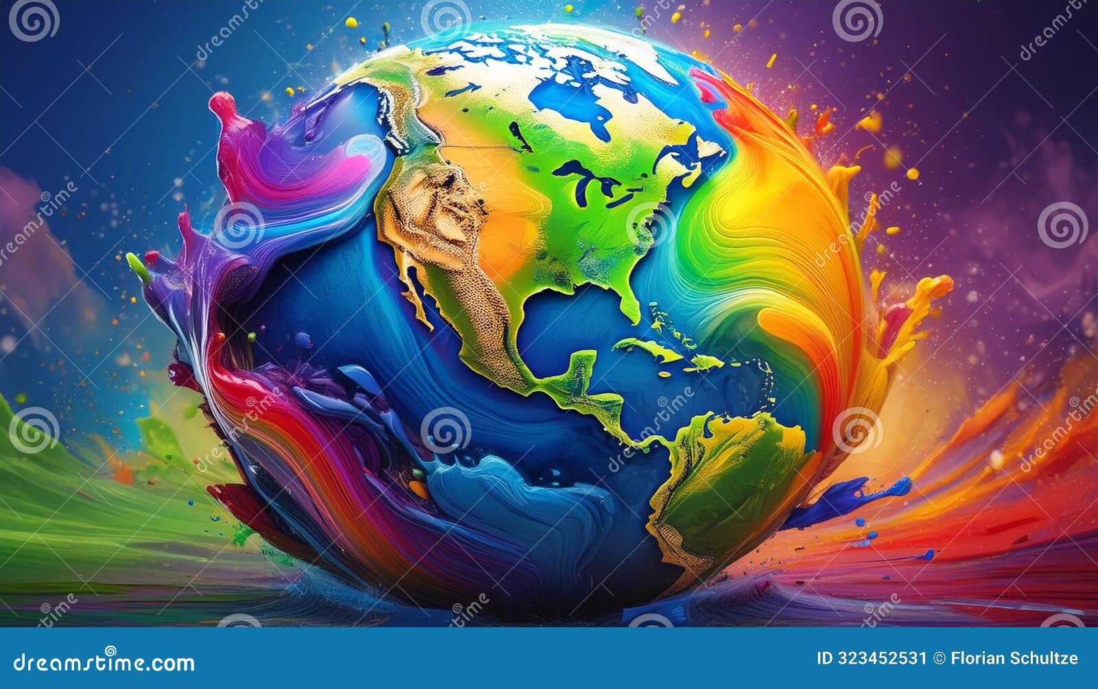 Planet Earth Full of Colors and Pride Stock Illustration - Illustration ...