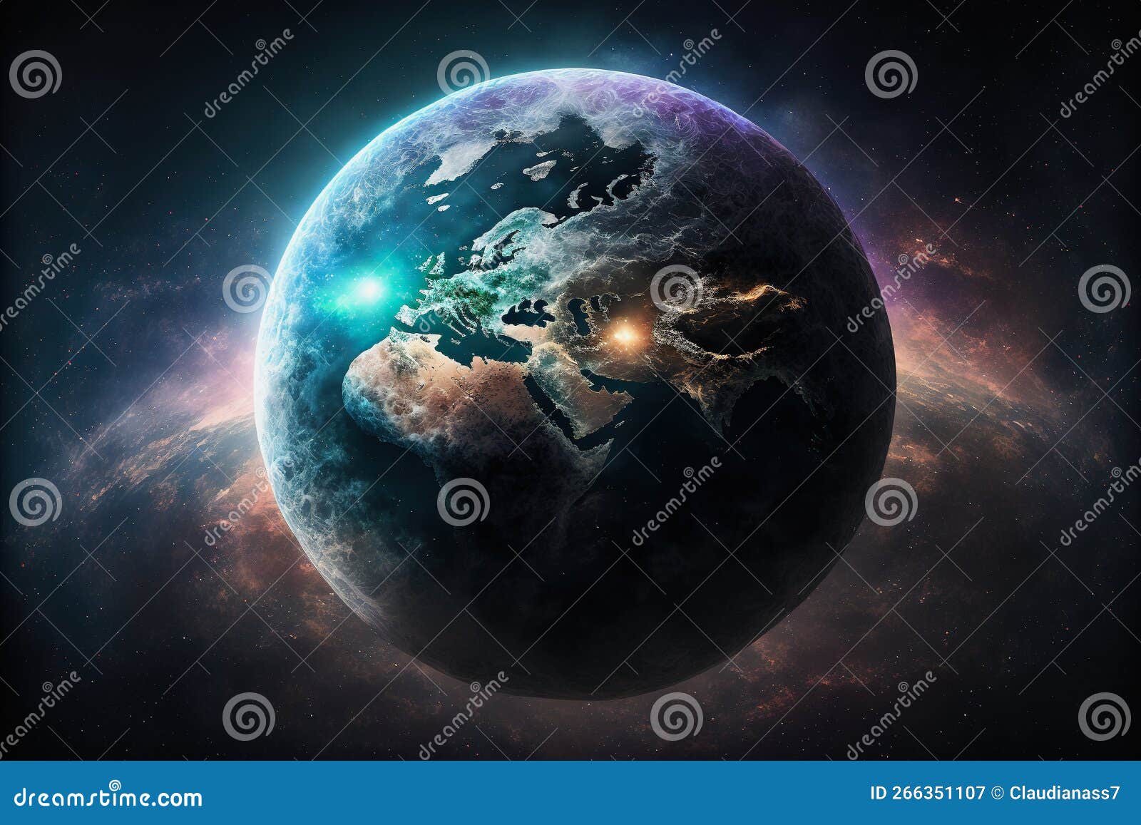 Planet Earth in the Galaxy, Ai Generated Fantasy Illustration Stock ...