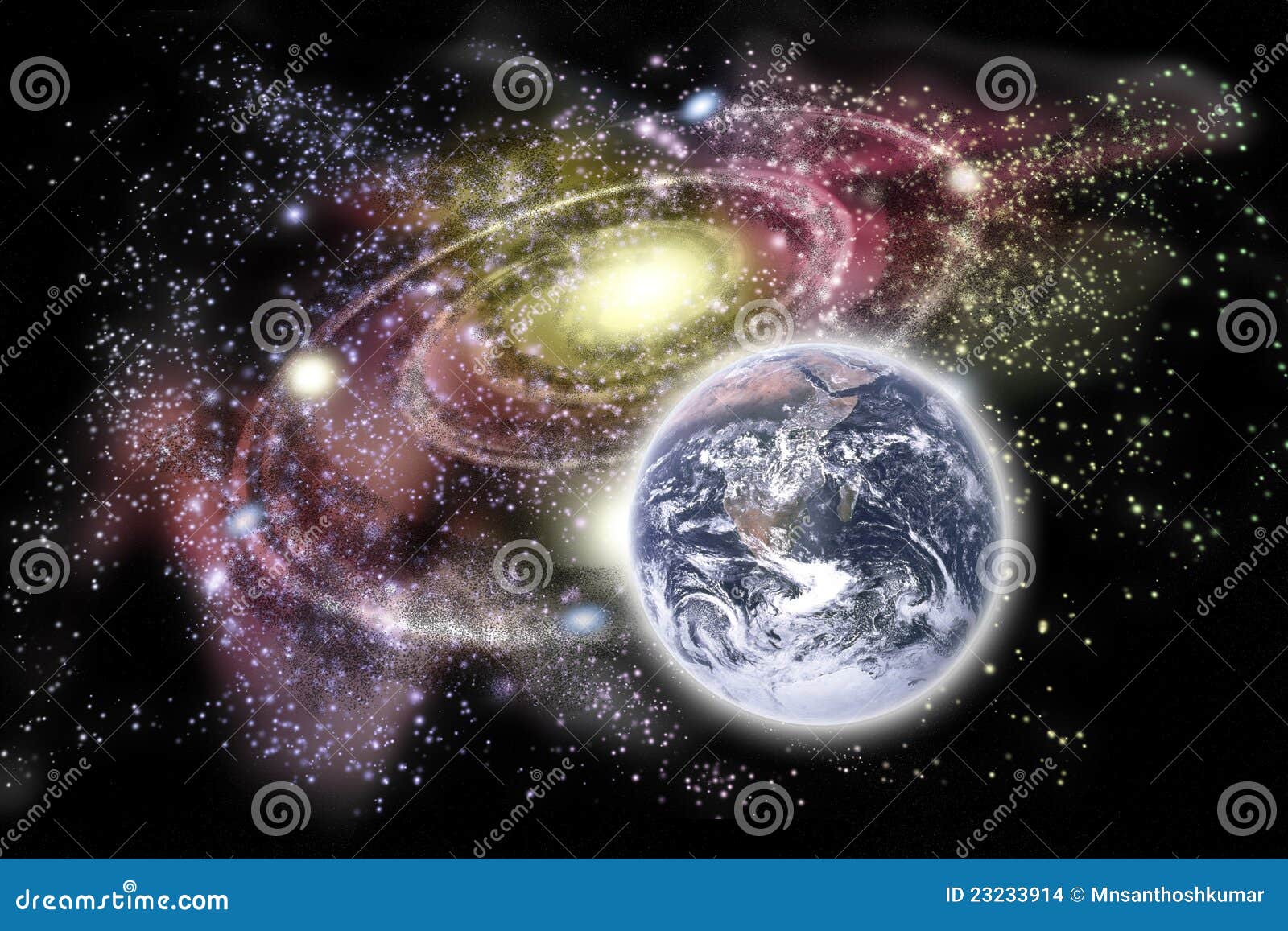 Planet Earth and Galaxy in the Background Stock Illustration ...