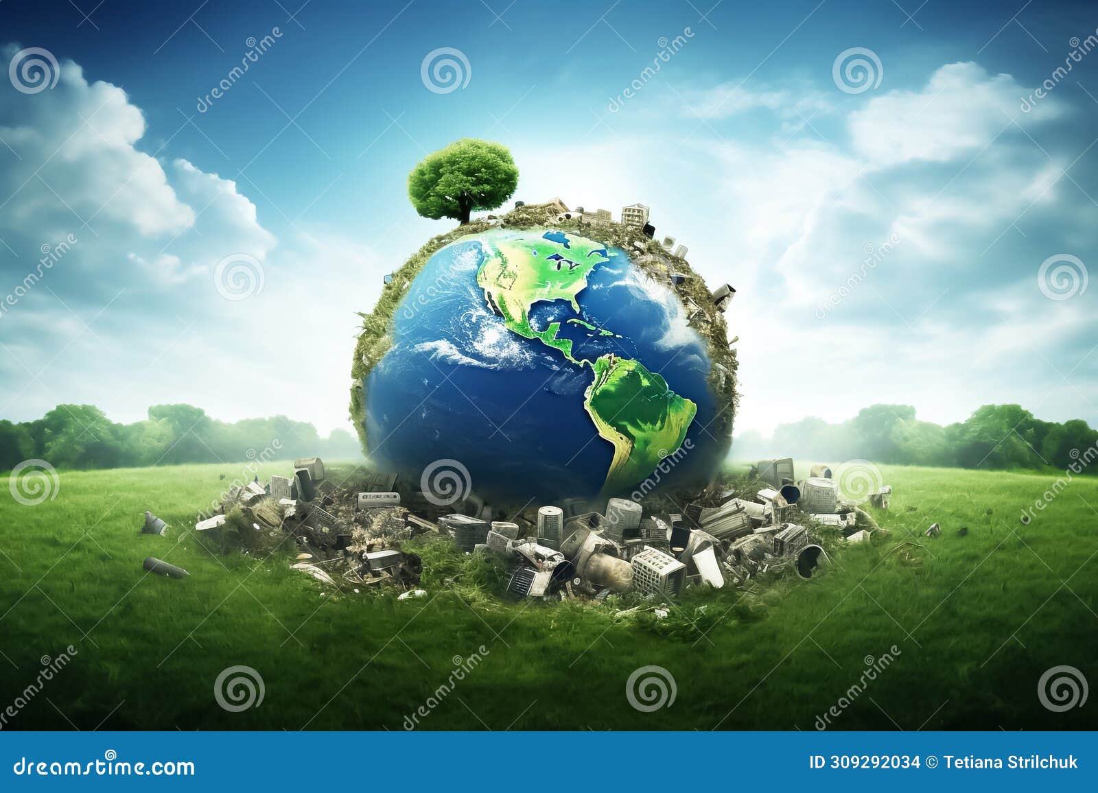 Planet Earth and Garbage, Trash, Pollution. Climate Crisis Stock Photo ...