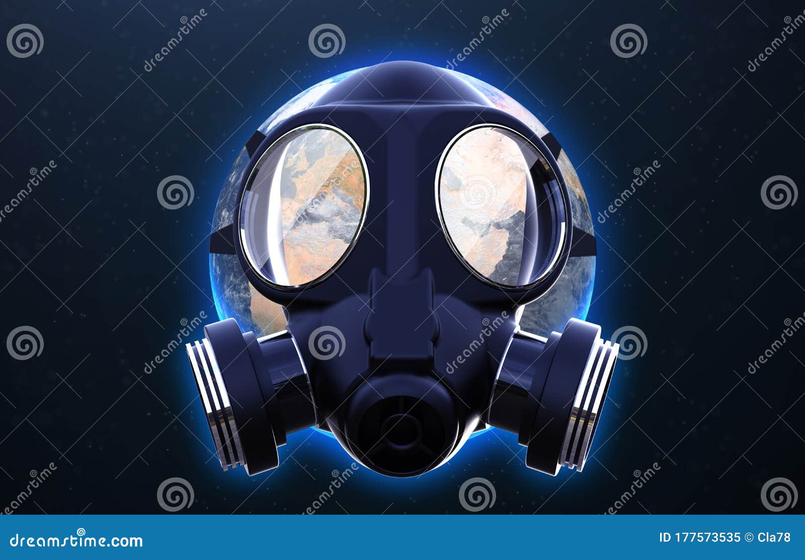 Planet Earth with Gas Mask Protect Stock Illustration - Illustration of ...