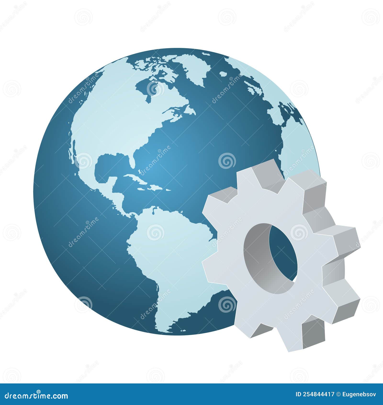 Planet Earth with Gear Icon Settings Icon or Instruction Stock Vector ...