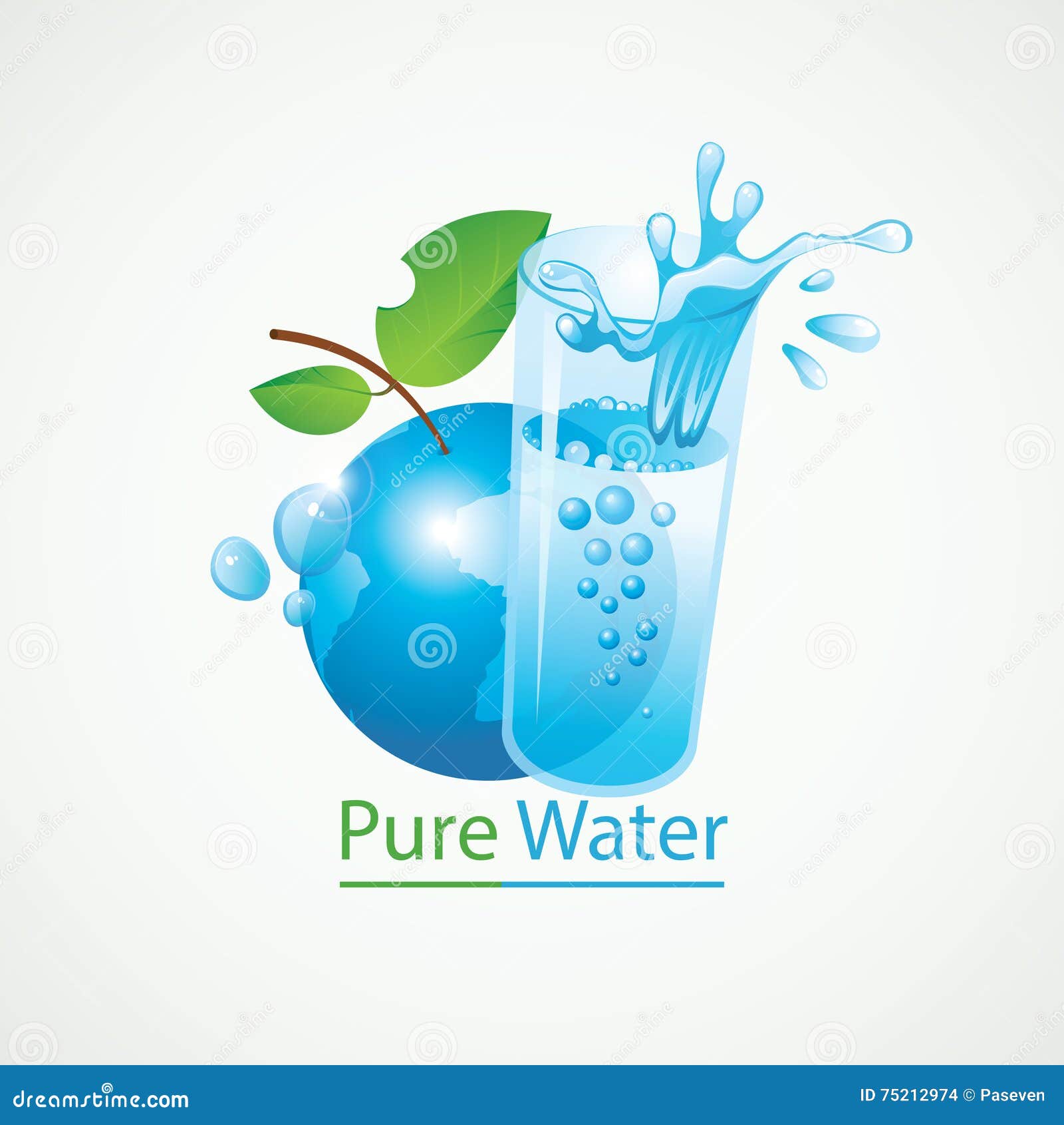 Planet Earth and a Glass of Clean Water Stock Vector - Illustration of ...
