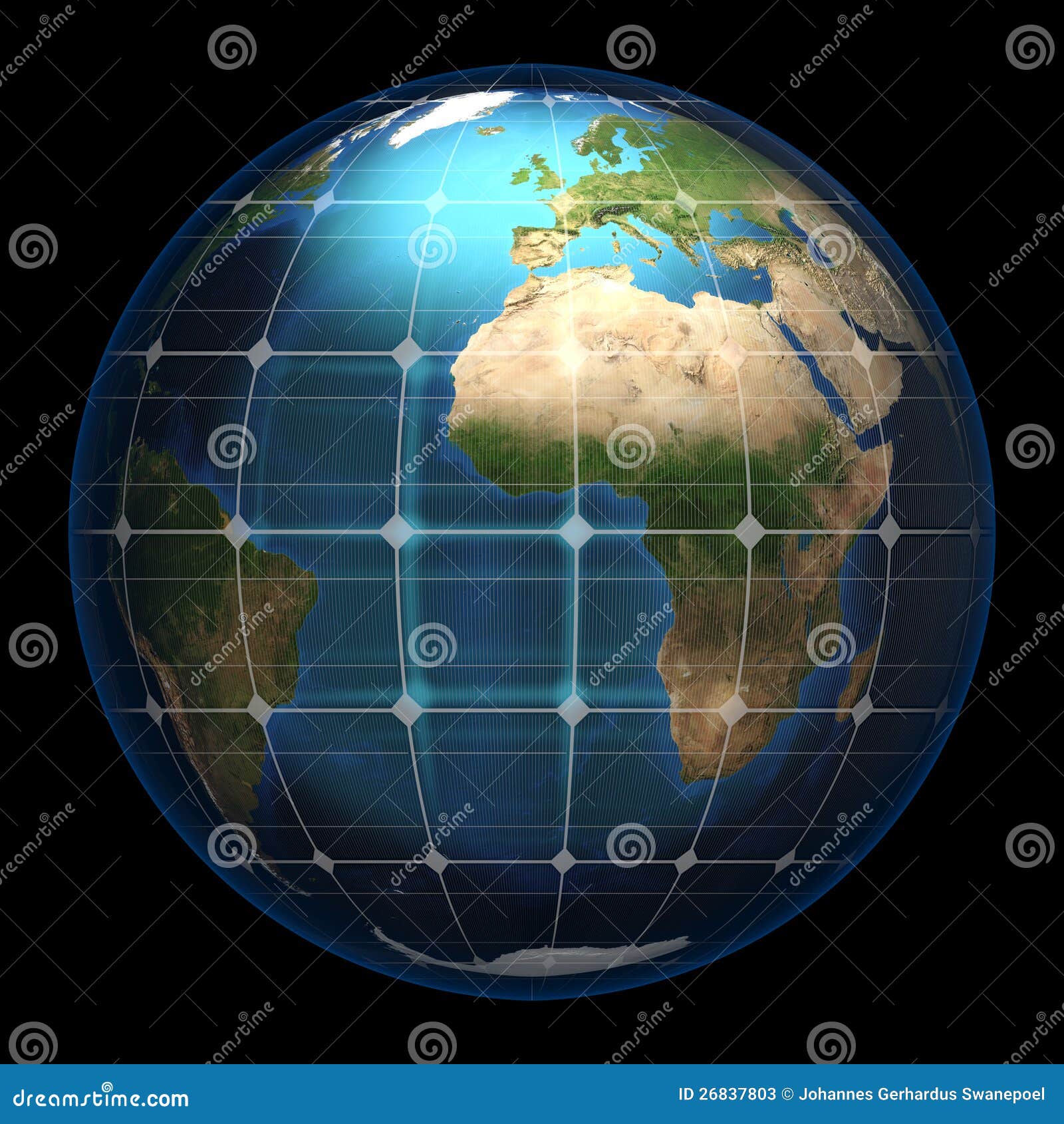 Planet Earth in Glass Solar Panel Stock Illustration - Illustration of ...