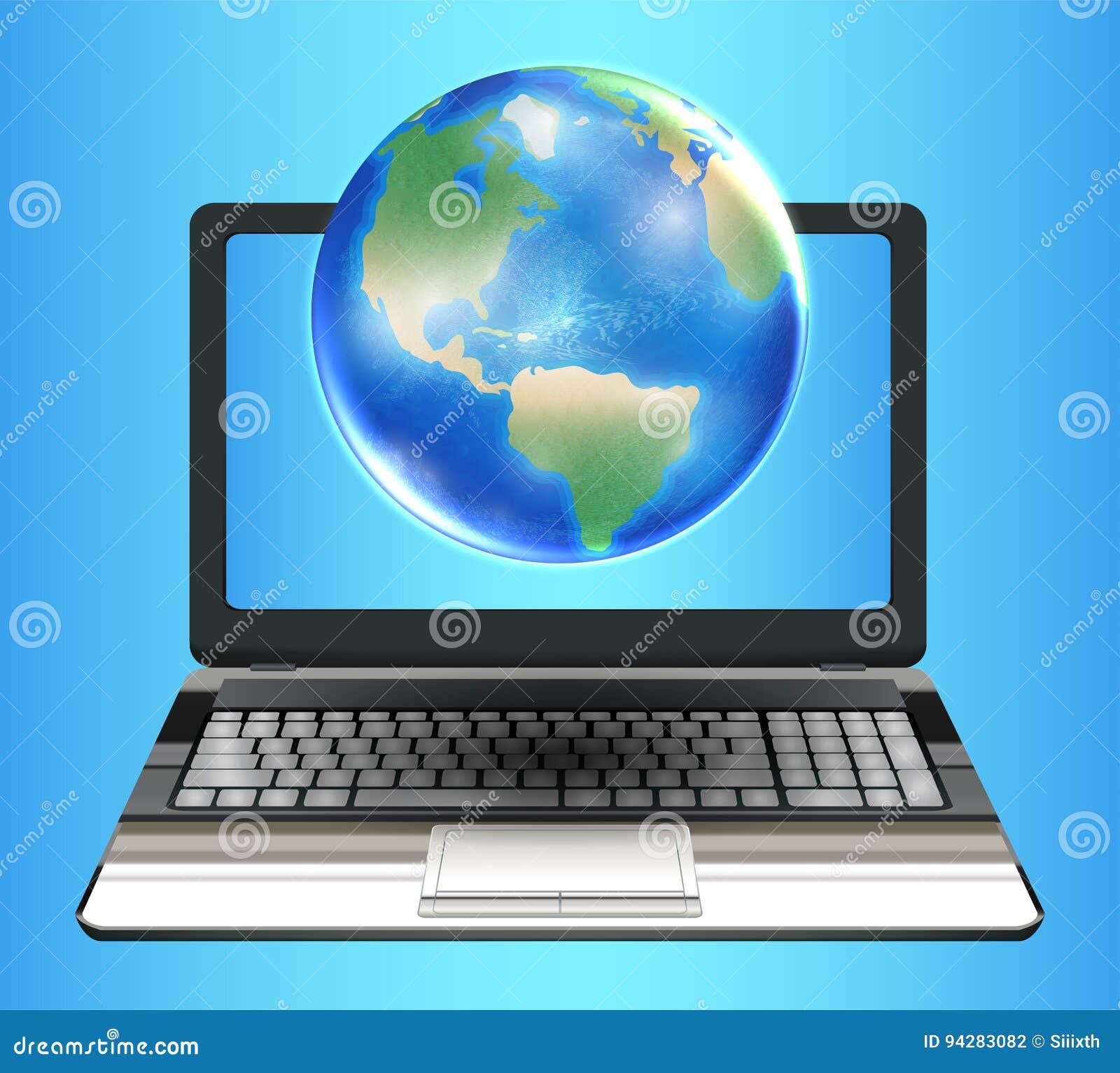 Planet Earth Globe Floating on Laptop Computer Stock Vector ...