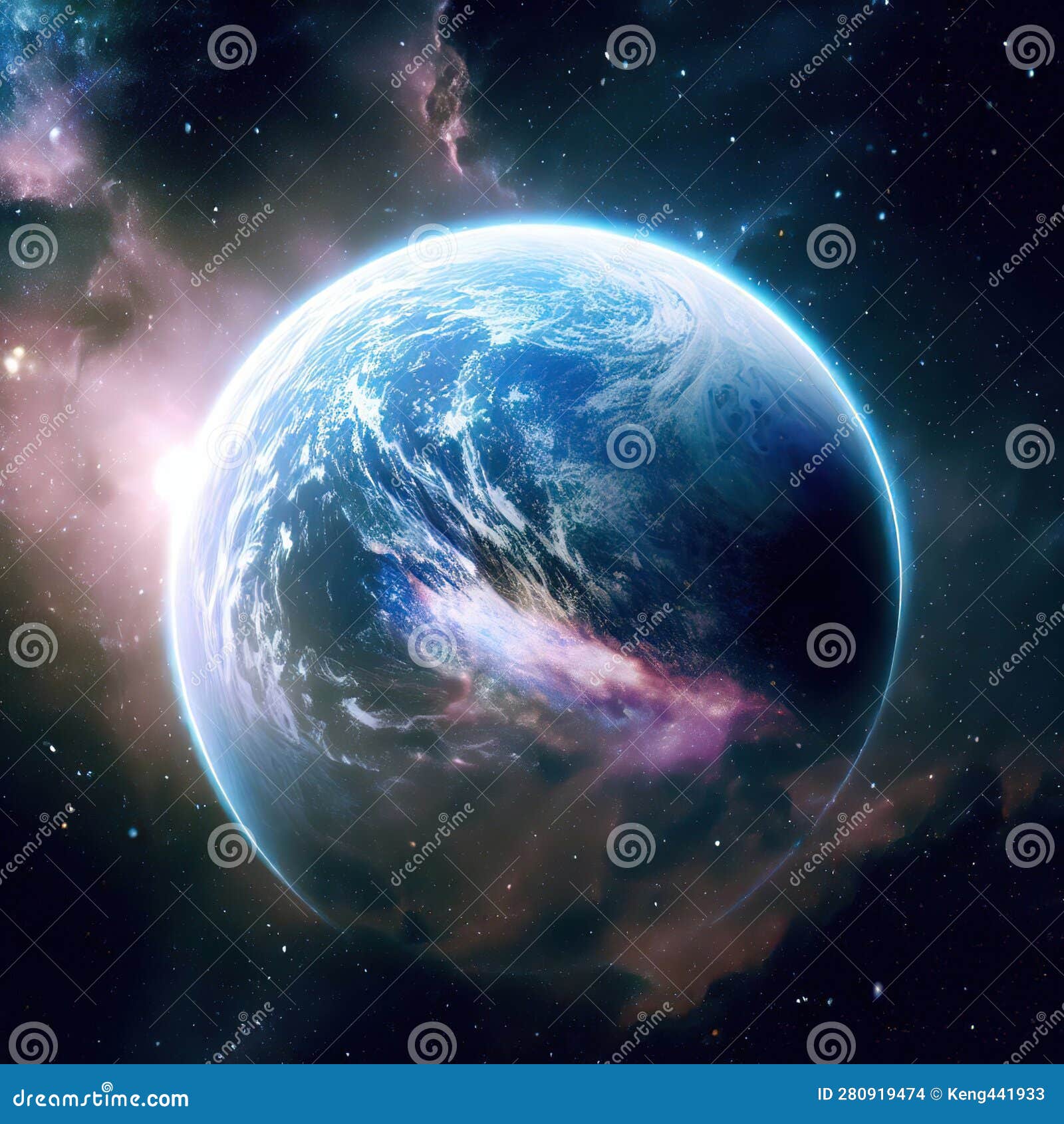 Planet Earth Globe Galaxy in Space, Sci-fi Landscape with Planet ...