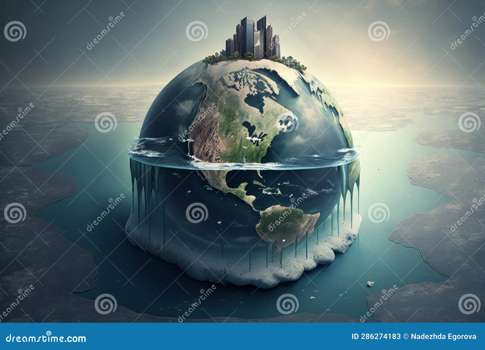 Planet Earth Globe Illustration - Global Warming Problem, Freezing ...