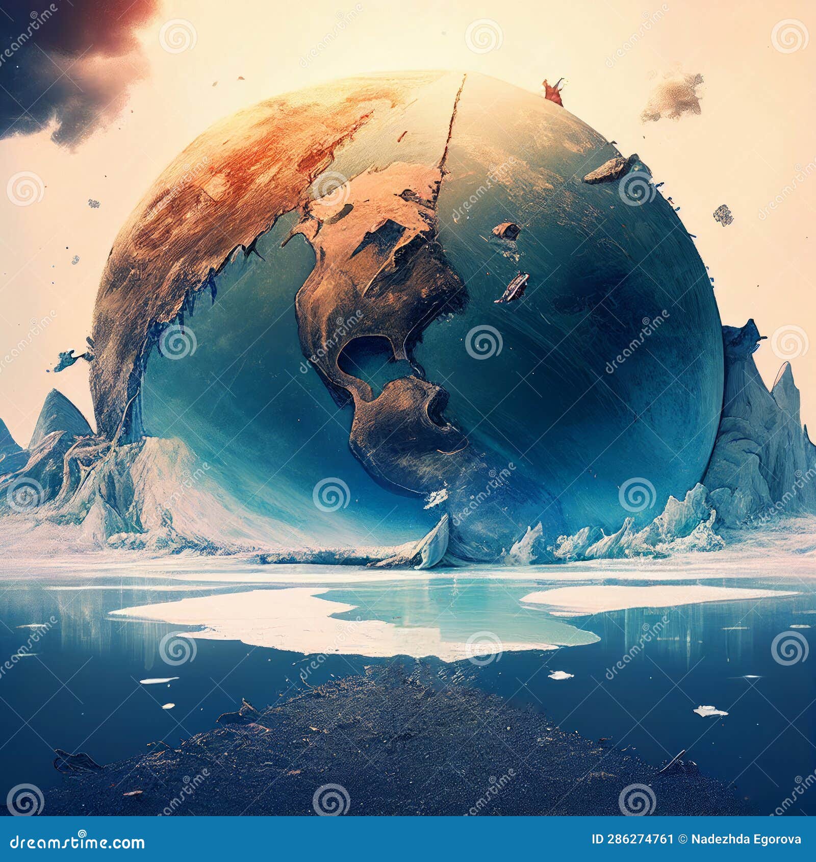 Planet Earth Globe Illustration - Global Warming Problem, Freezing ...