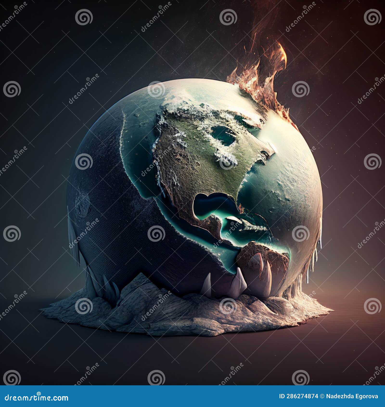 Planet Earth Globe Illustration - Global Warming Problem, Freezing ...