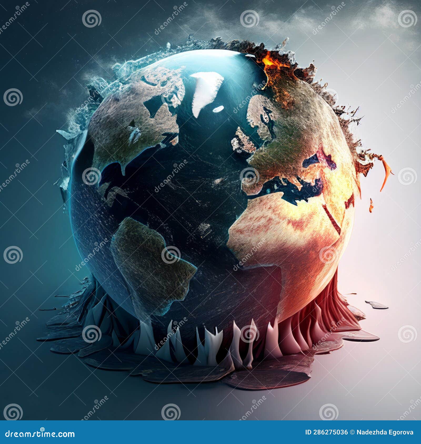 Planet Earth Globe Illustration - Global Warming Problem, Freezing ...