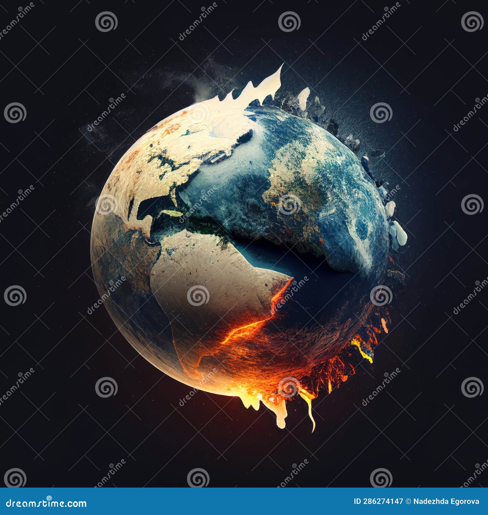 Planet Earth Globe Illustration - Global Warming Problem, Ice and Fire ...