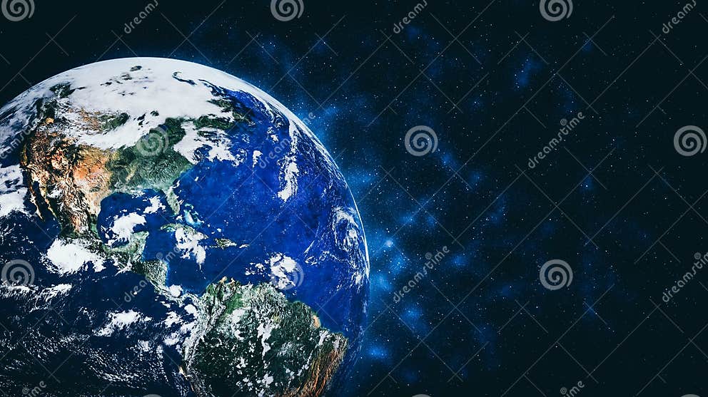 Planet Earth Globe View from Space Showing Realistic Earth Surface and ...