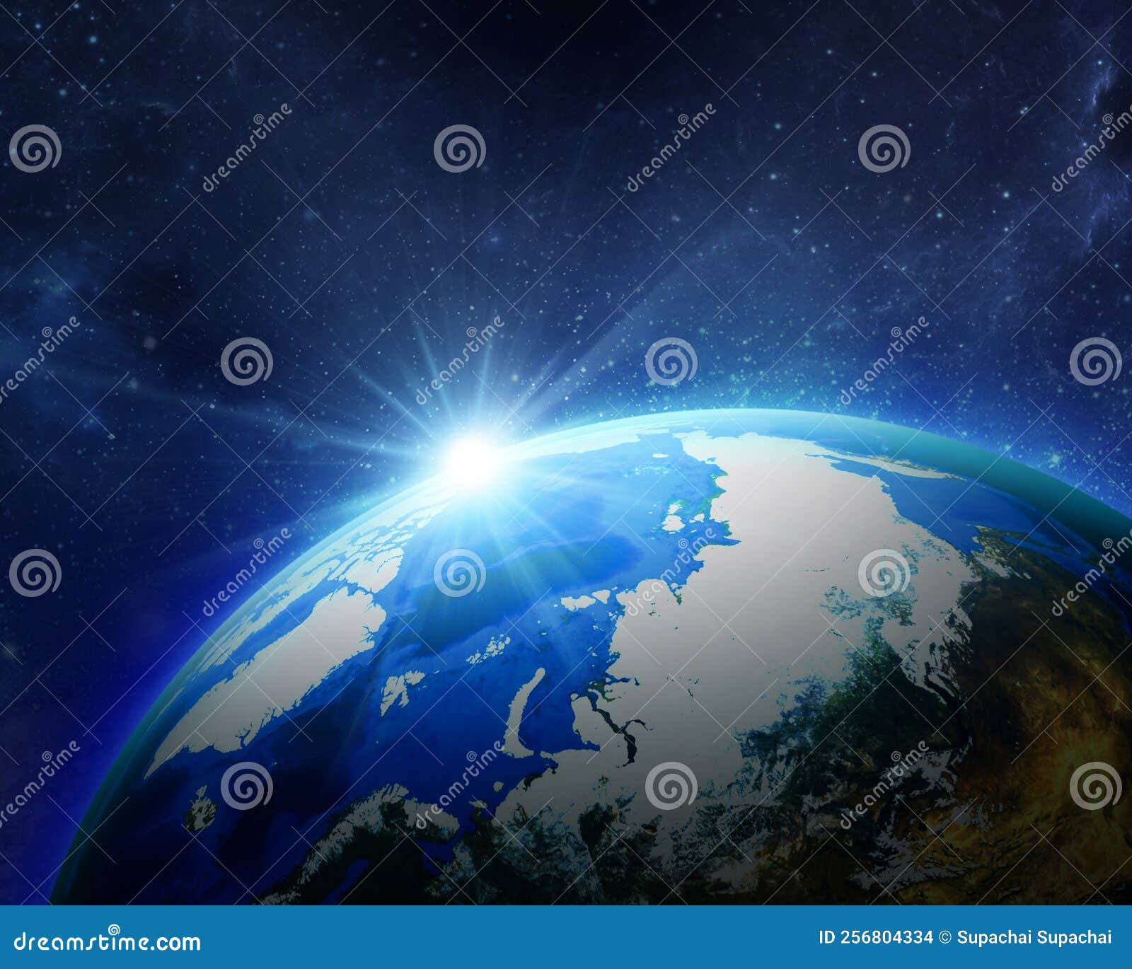 Planet Earth Globe View from Space Showing Realistic Earth Surface and ...