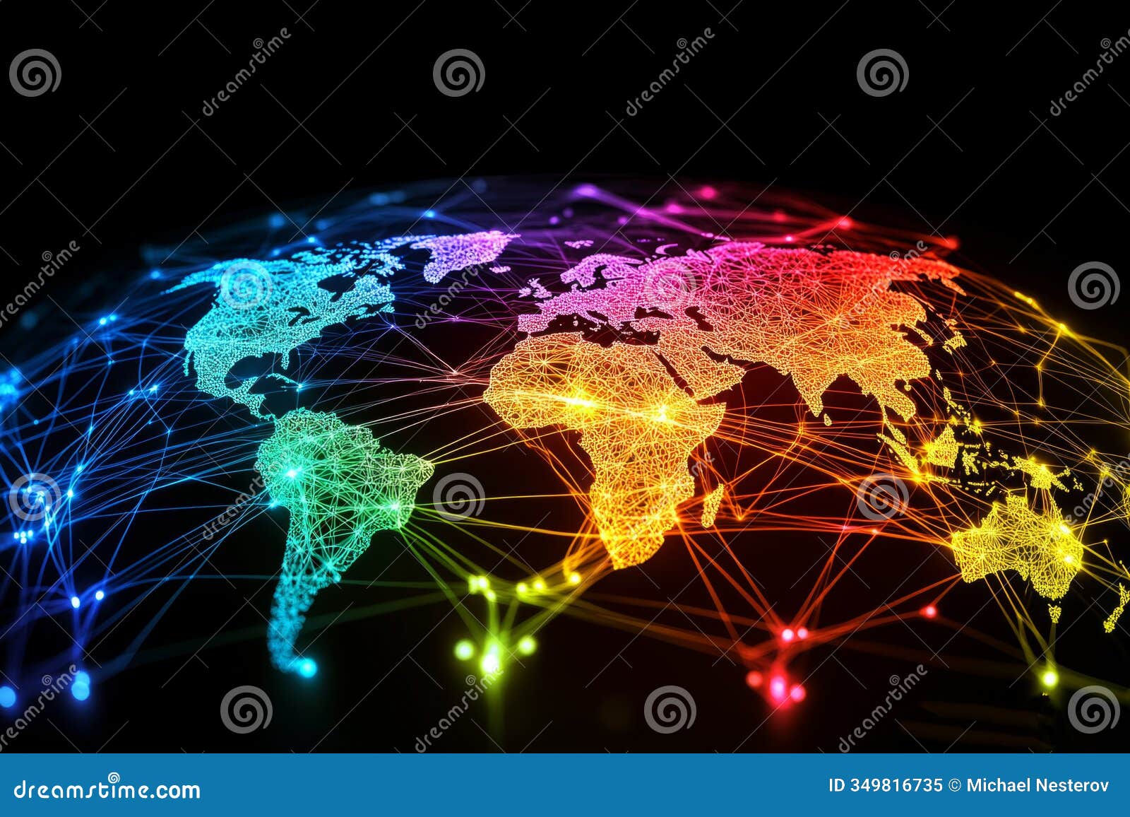 Planet Earth Glowing with Data Connections on Black Background Stock ...