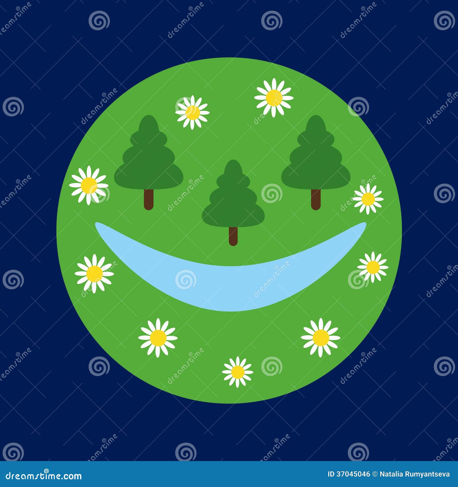 Planet Earth with Good Ecology Stock Illustration - Illustration of ...