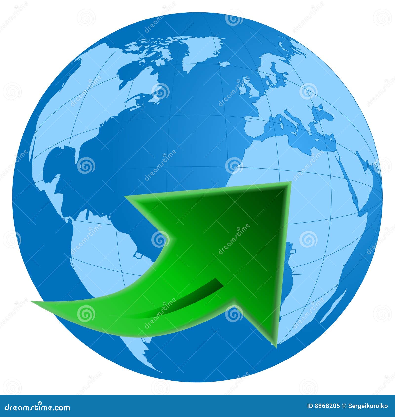 Planet Earth with Green Arrow Stock Vector - Illustration of green ...