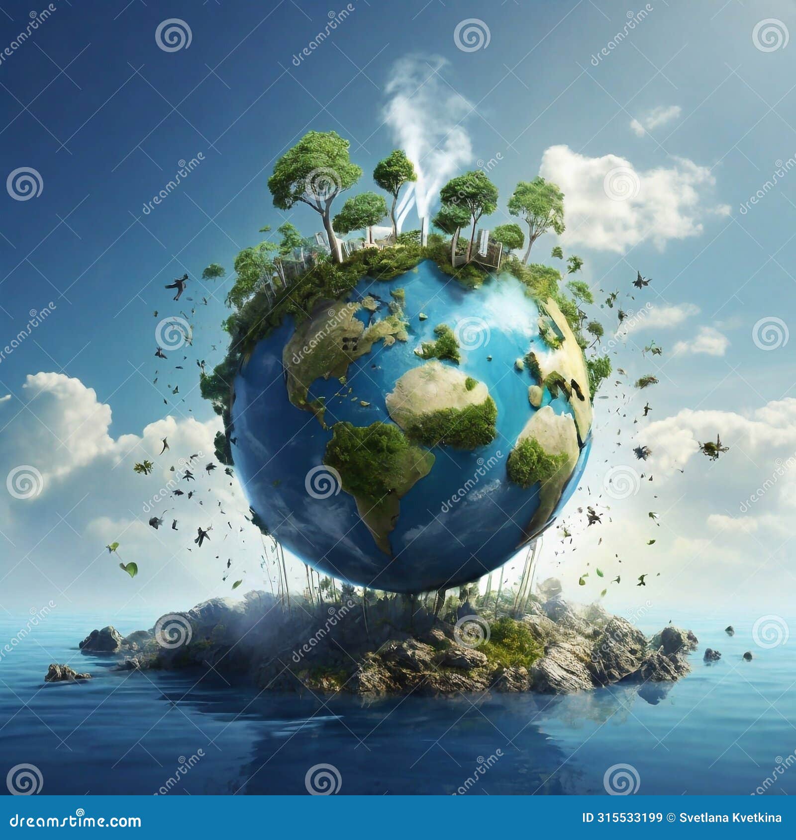 Planet Earth, Green Planet, Protecting the Planet from Pollution Stock ...