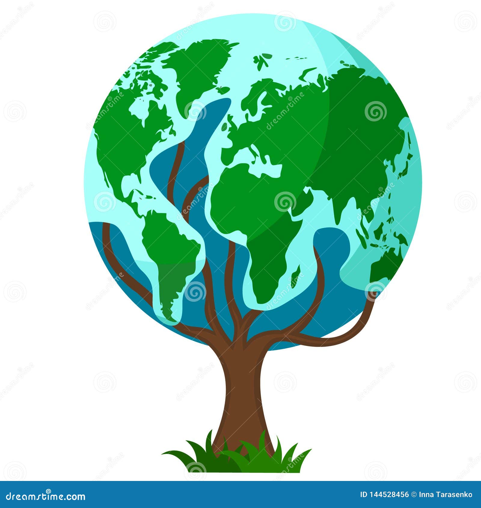 Planet Earth Grows on a Tree, Ecological Logo on a White. Stock Vector ...