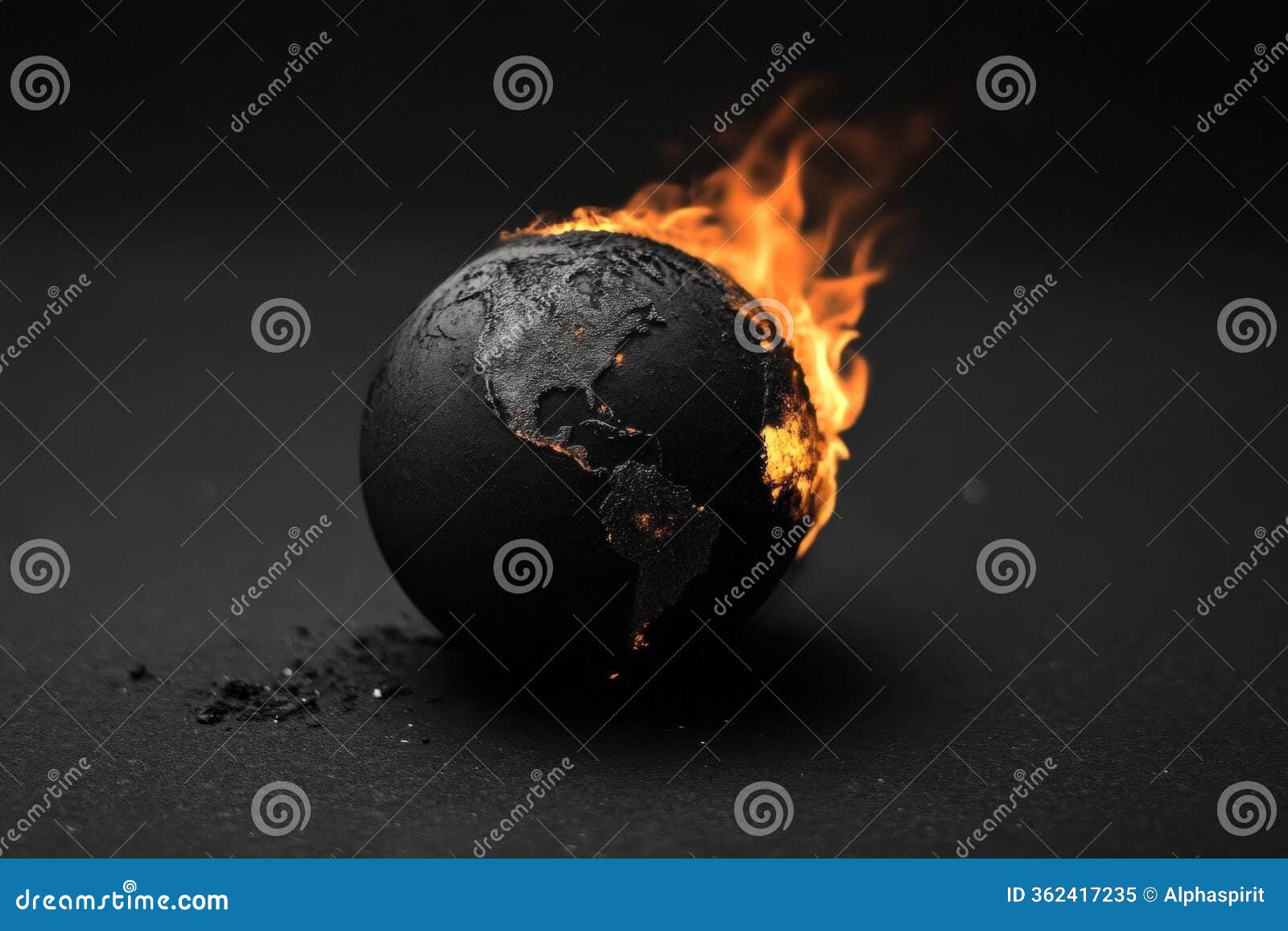 Planet Earth Half Burning in Dramatic Contrast Stock Image - Image of ...