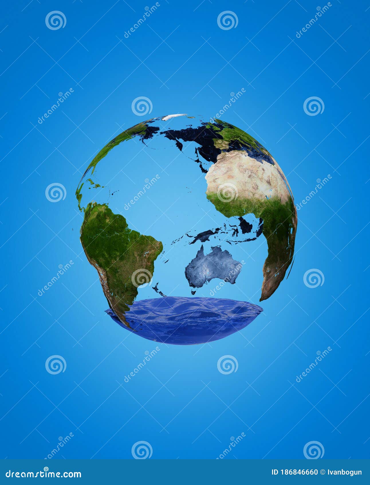 Planet Earth Half With Water. Save Water Creative Ecological Concept ...