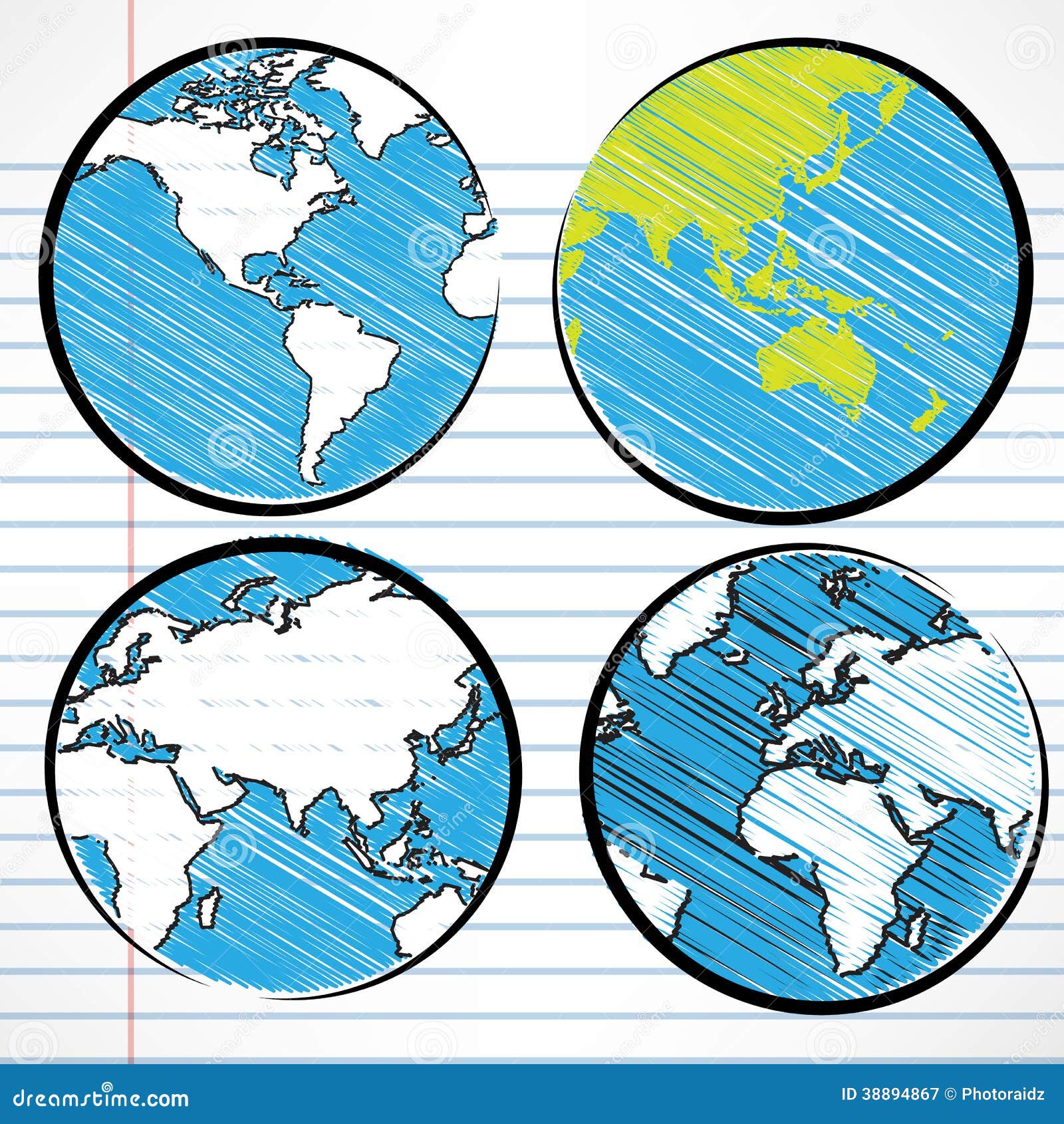 Planet Earth Hand Writing World Map Stock Vector - Illustration of ...