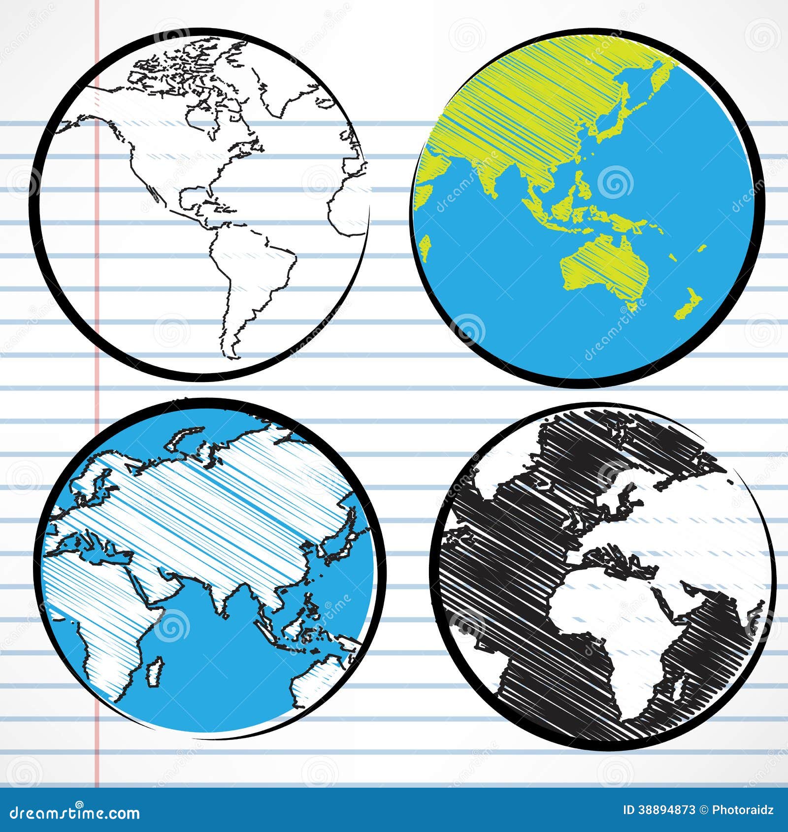 Planet Earth Hand Writing World Map Stock Vector - Illustration of ...