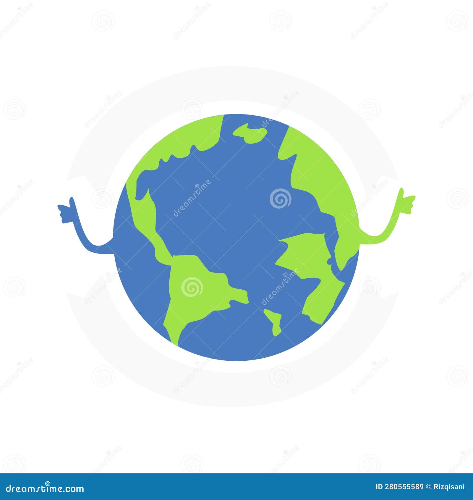 Planet Earth with Hands Showing Thumbs Up. Vector Illustration in Flat ...