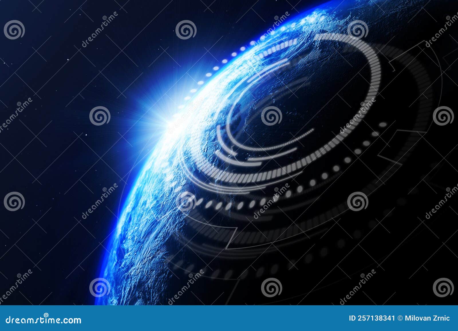 Planet Earth with High Technology Holograms. High Technology ...