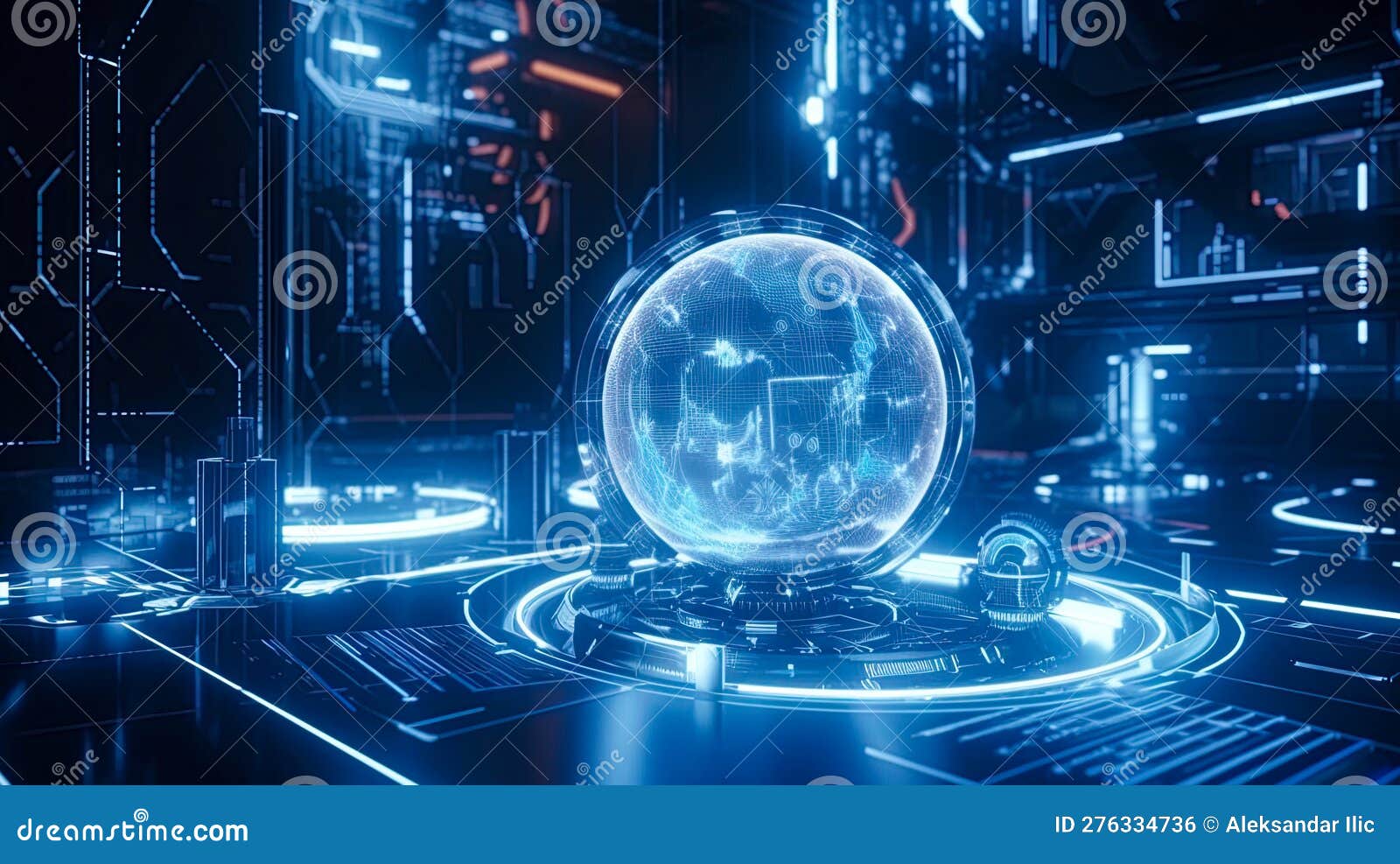 Planet Earth Hologram. Future Technology and Artificial Intelligence ...