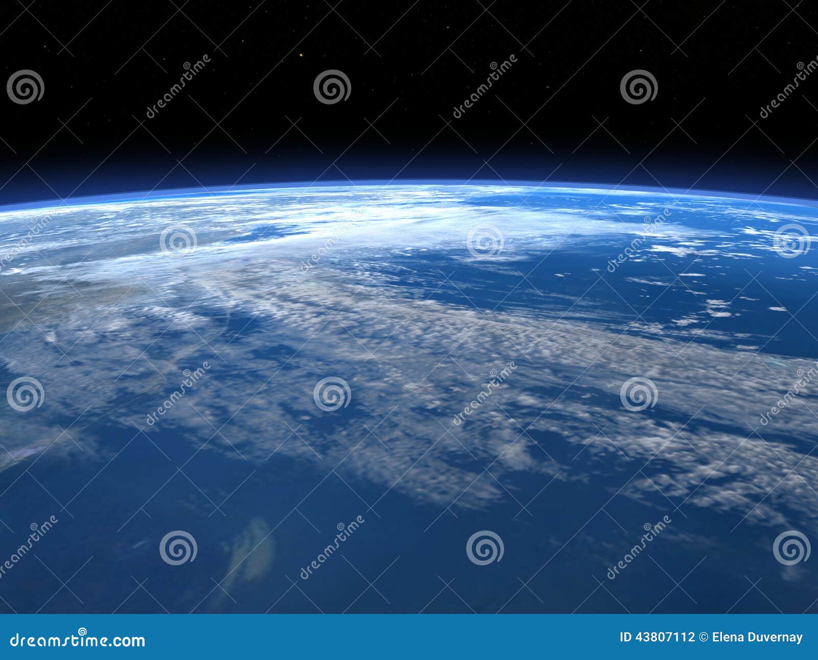 Planet Earth Horizon in Space - 3D Render Stock Illustration ...