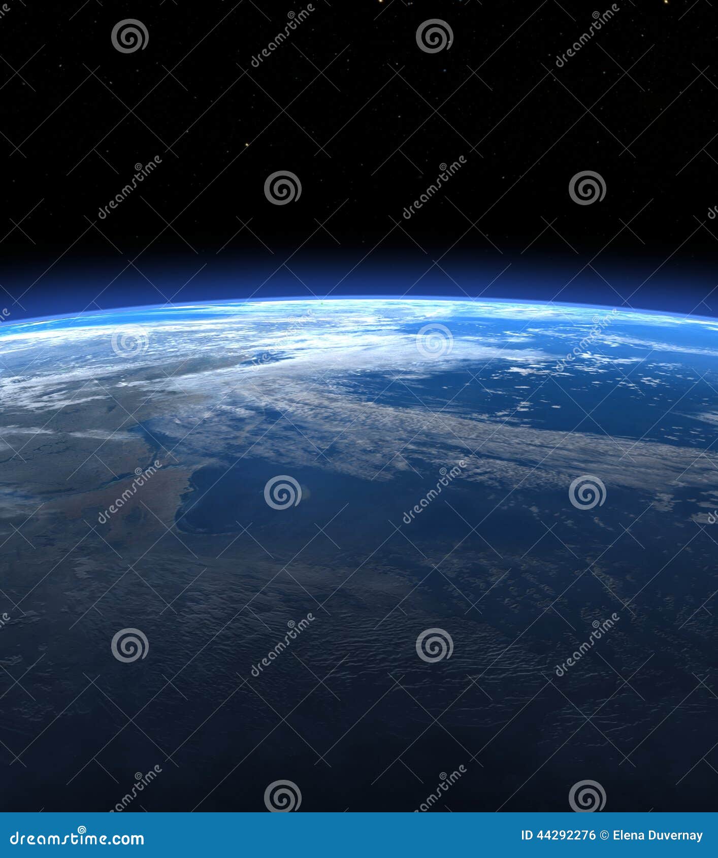 Planet Earth Horizon in Space - 3D Render Stock Illustration ...