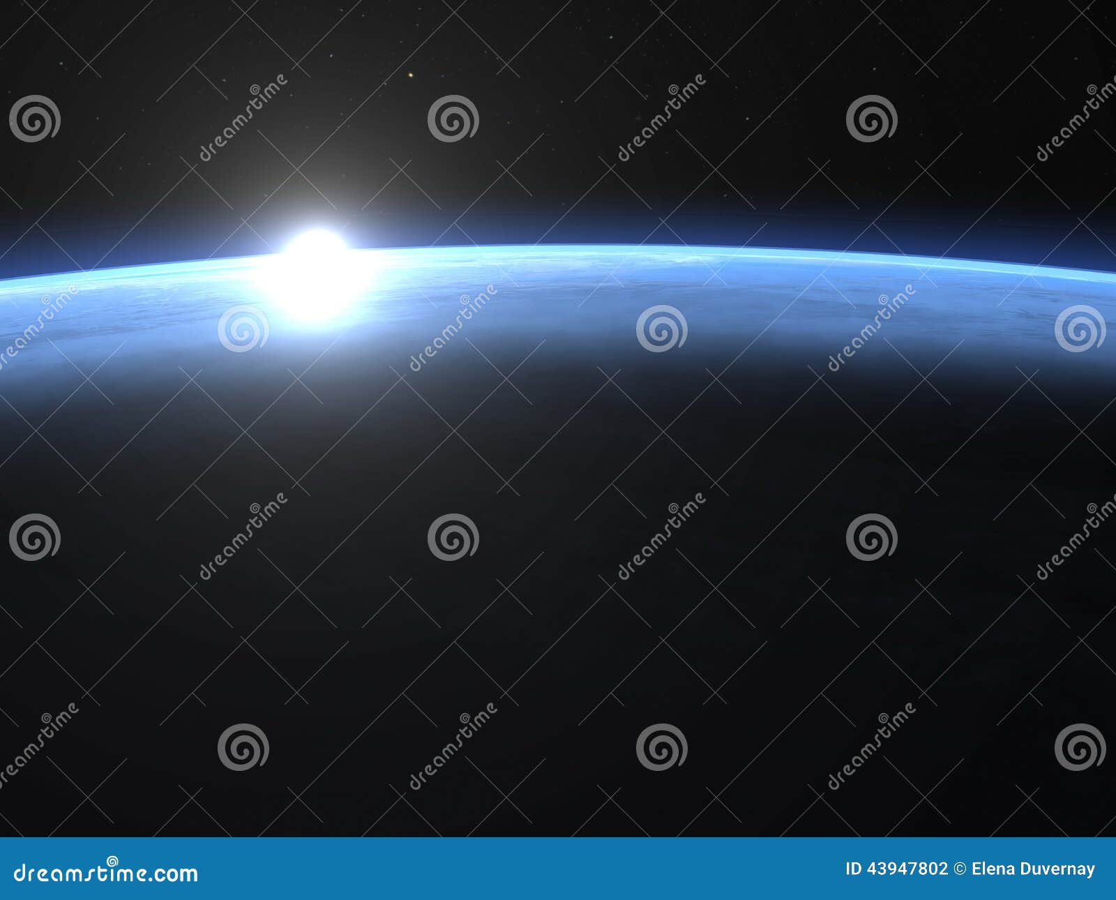 Planet Earth Horizon with Sunrise in Space - 3D Stock Illustration ...