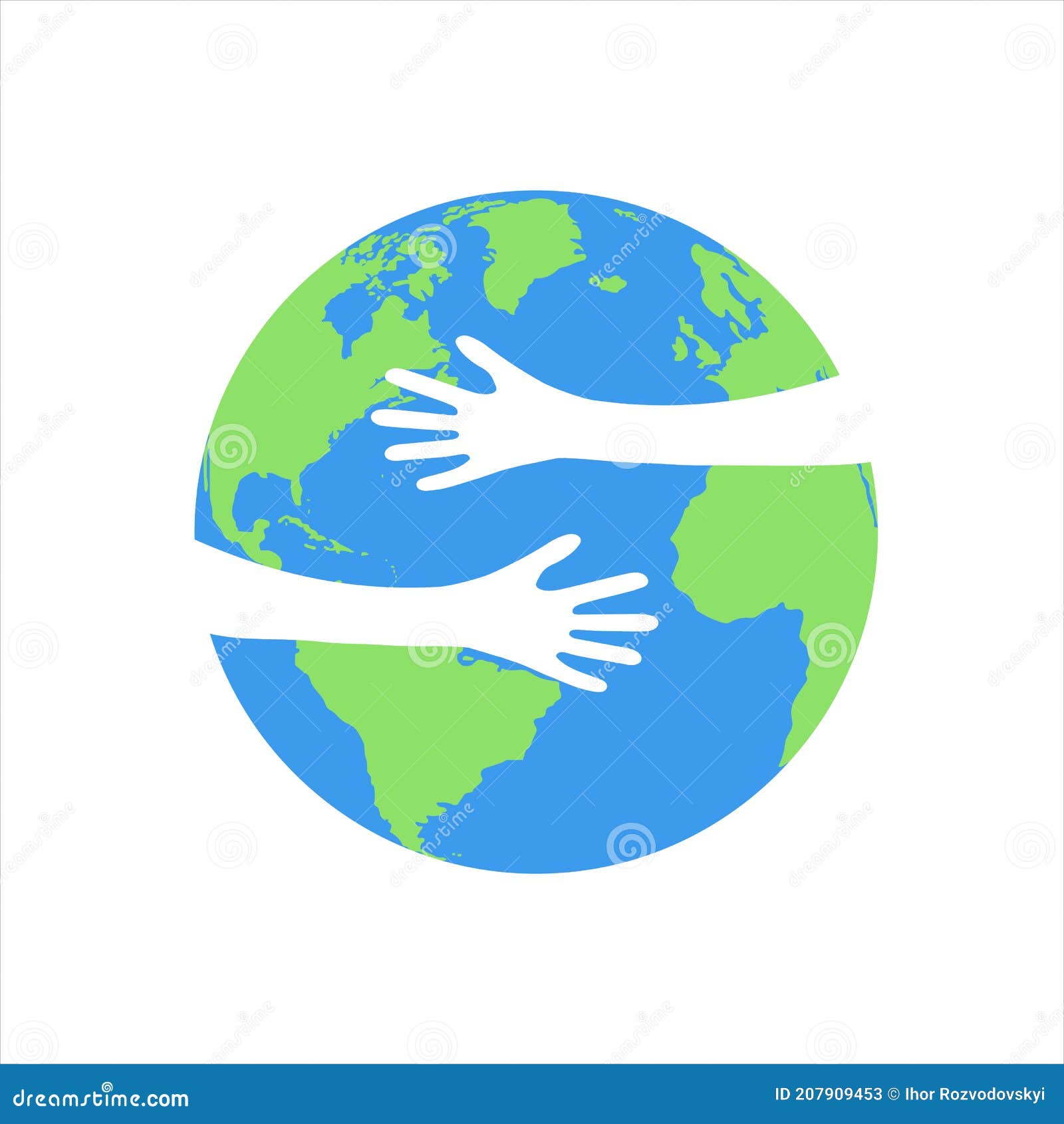 Planet Earth with a Hug. Earth with Human Hands. Vector Illustration of ...