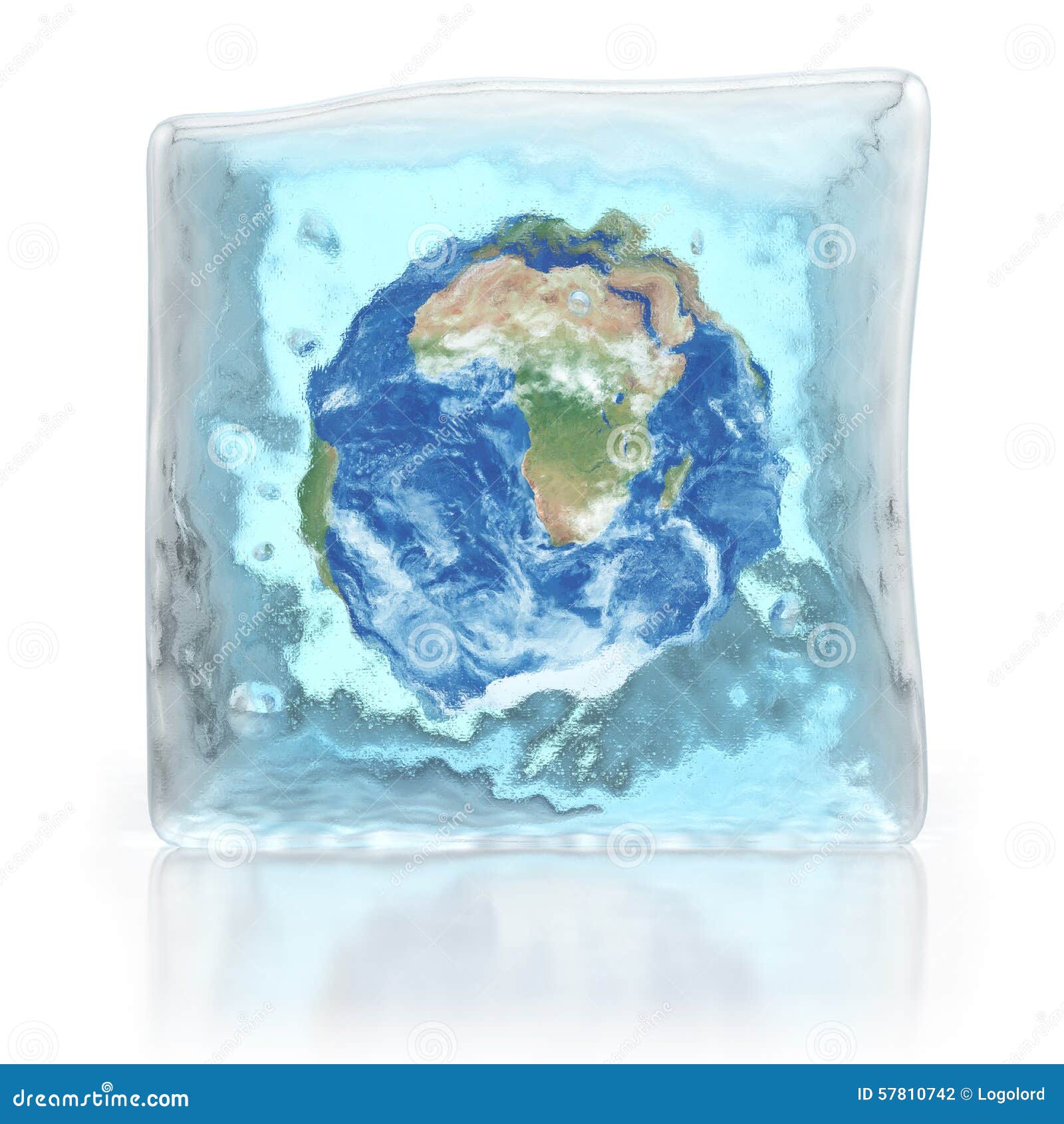Planet Earth in ice cube stock illustration. Illustration of macro ...