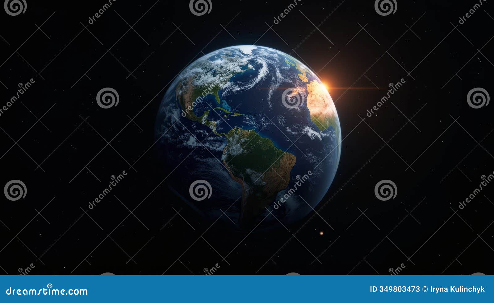 Planet Earth Illuminated by Sunlight, with Visible Continents and ...