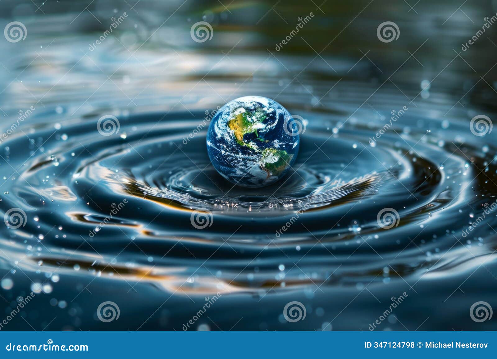 Planet Earth Inside a Drop of Water Stock Photo - Image of ecological ...