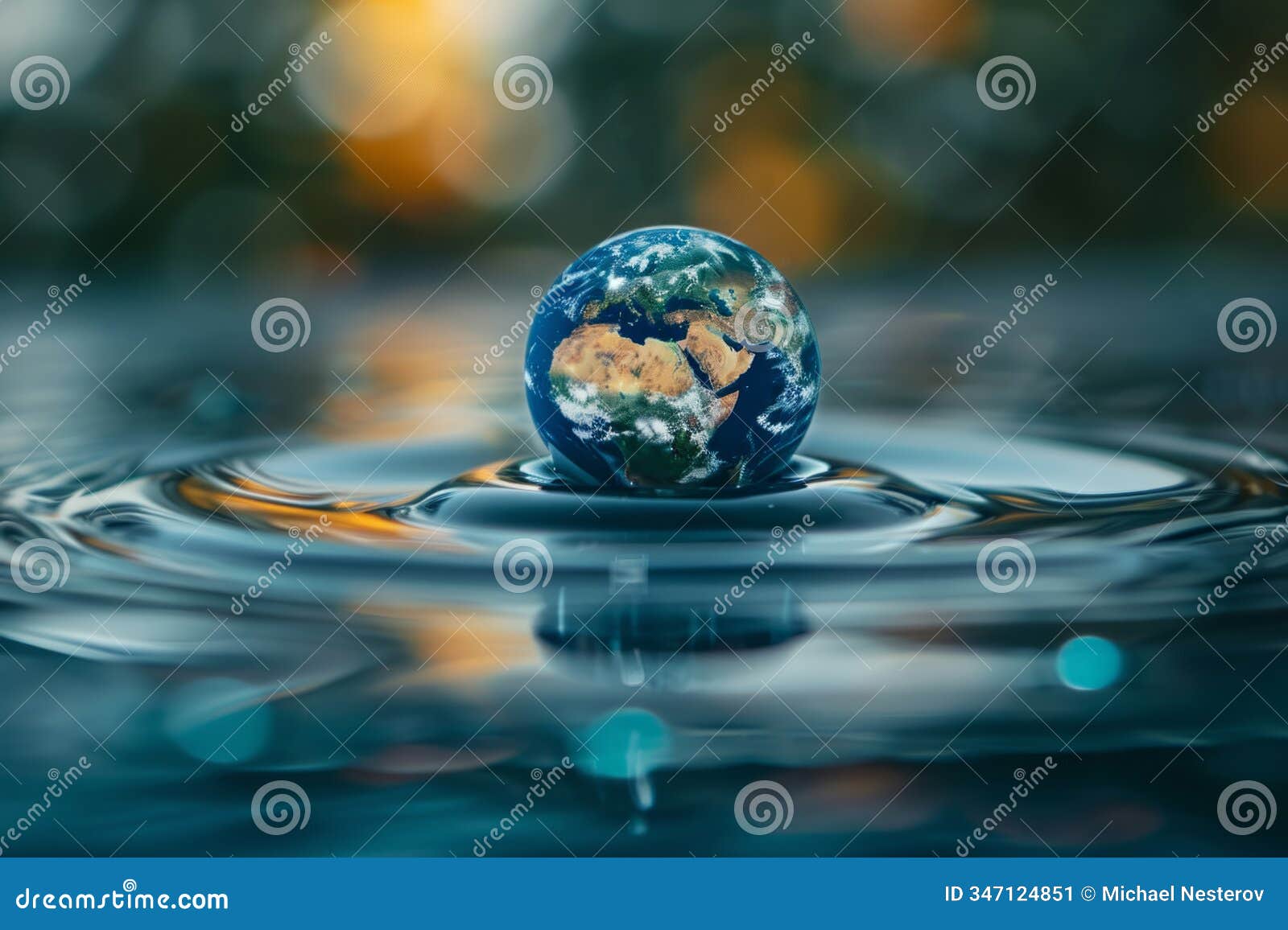 Planet Earth Inside a Drop of Water Stock Image - Image of rain ...