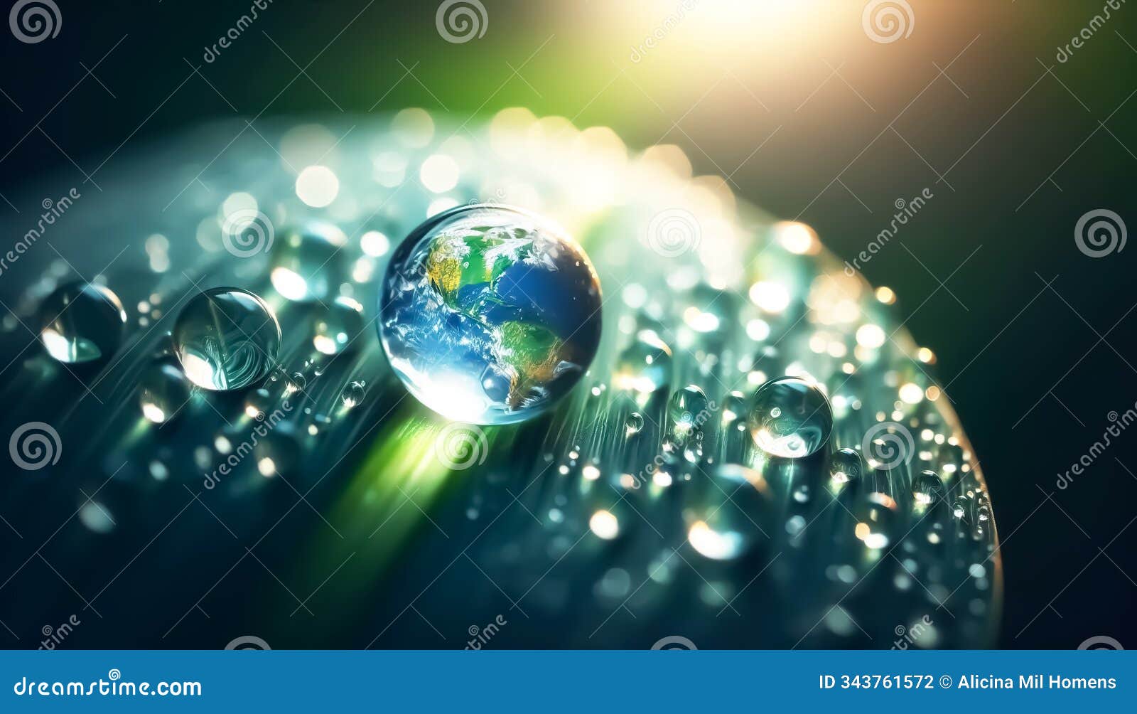 Planet Earth Inside Drop of Water. Environment, Ecology and ...